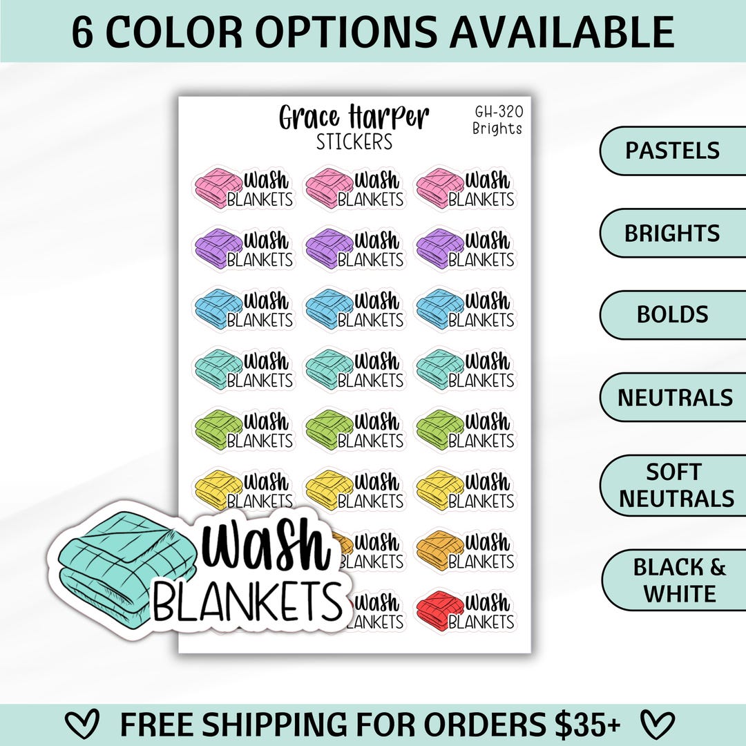 Wash Blankets Sticker - Laundry Stickers - Cleaning Sticker - Planner ...