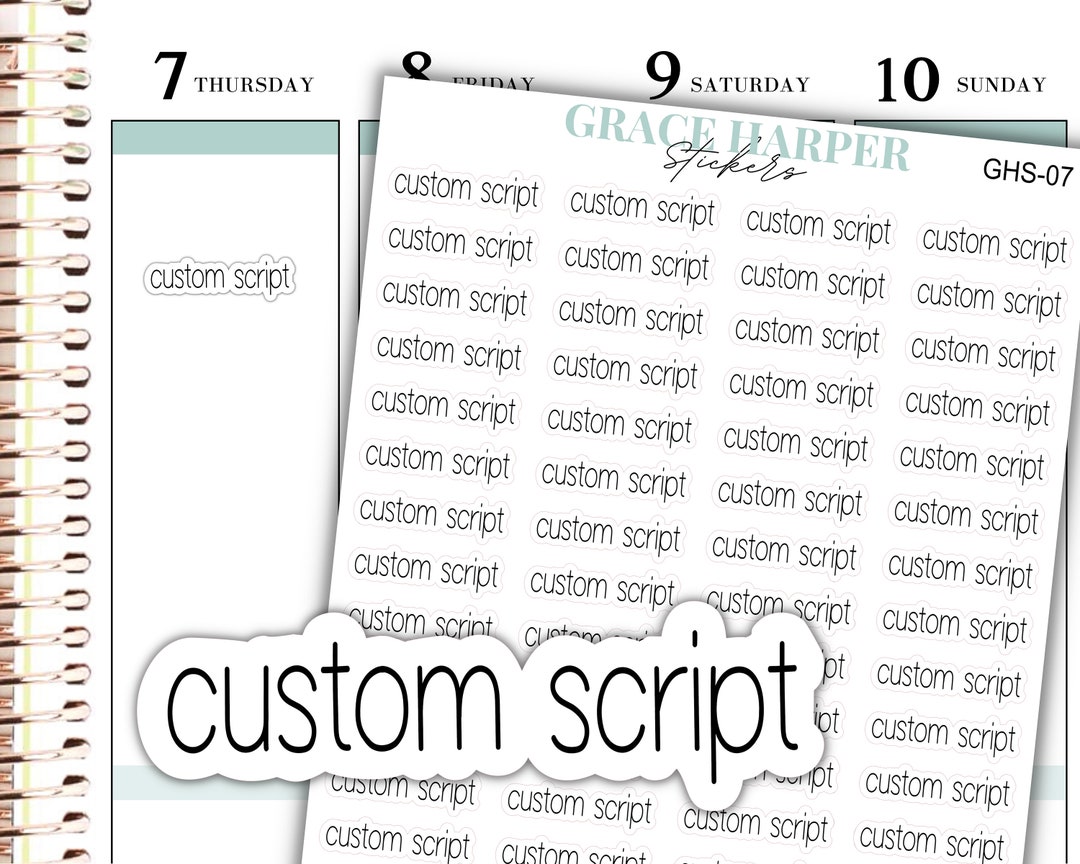 Custom Script Stickers, Custom Text Stickers, Planner Stickers GHS-07 ...