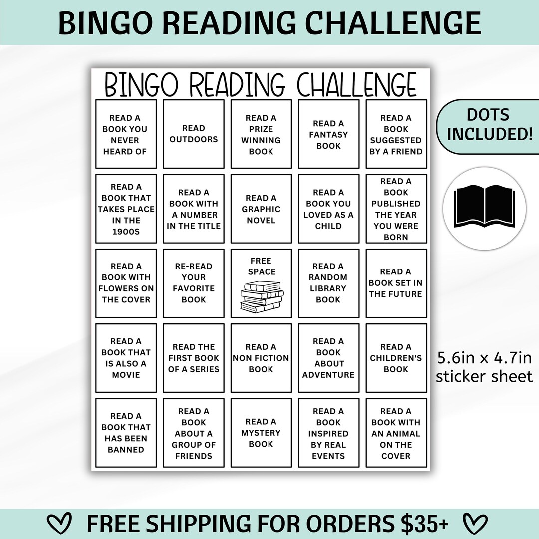 Bingo Reading Challenge Sticker Sheet -reading Journal Stickers GH-262 ...