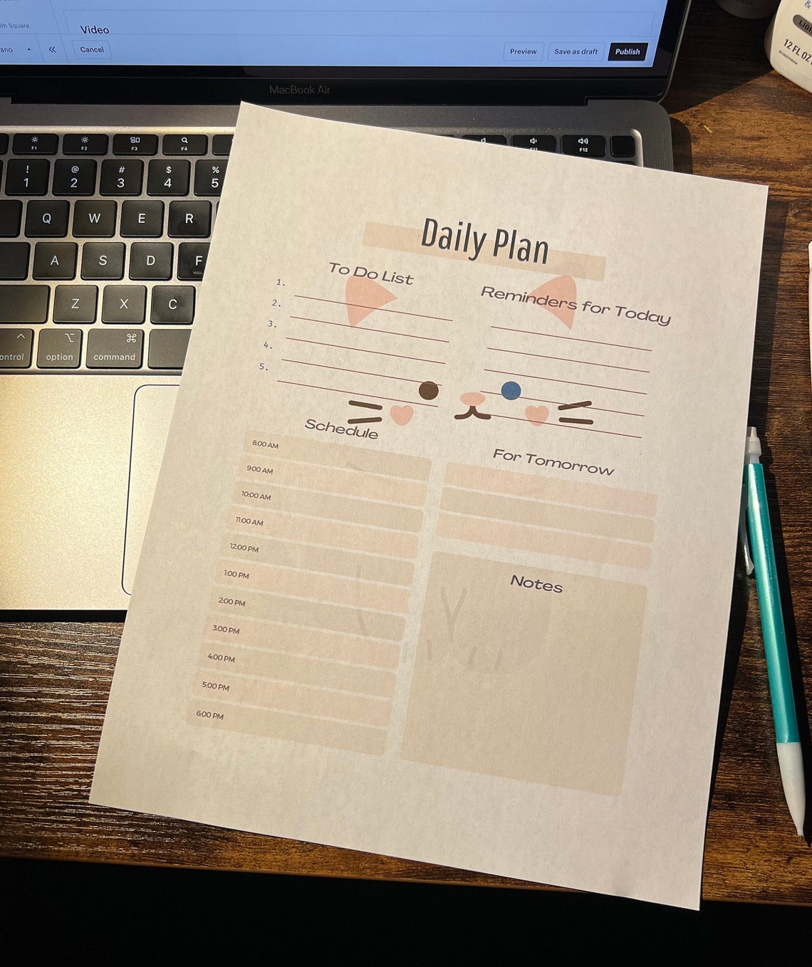 Kitty Daily Planner Printable Cute Kitten Planner Cat - Etsy