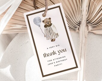 Teddy Bear Thank You Tag Template, Printable Teddy Bear Picnic Thank ...