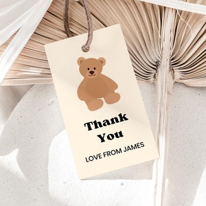 Teddy Bear Thank You Tag Template, Printable Teddy Bear Picnic Thank ...