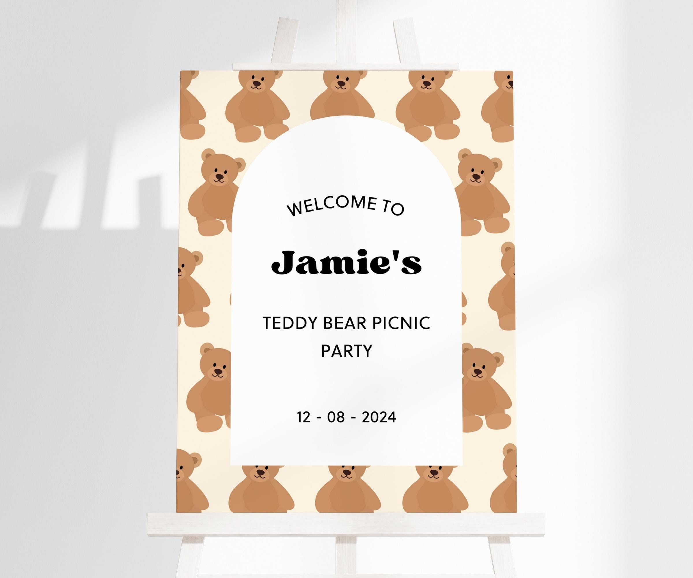 Teddy Bear Picnic Welcome Sign, Teddy Baby Shower Sign, Printable Party ...