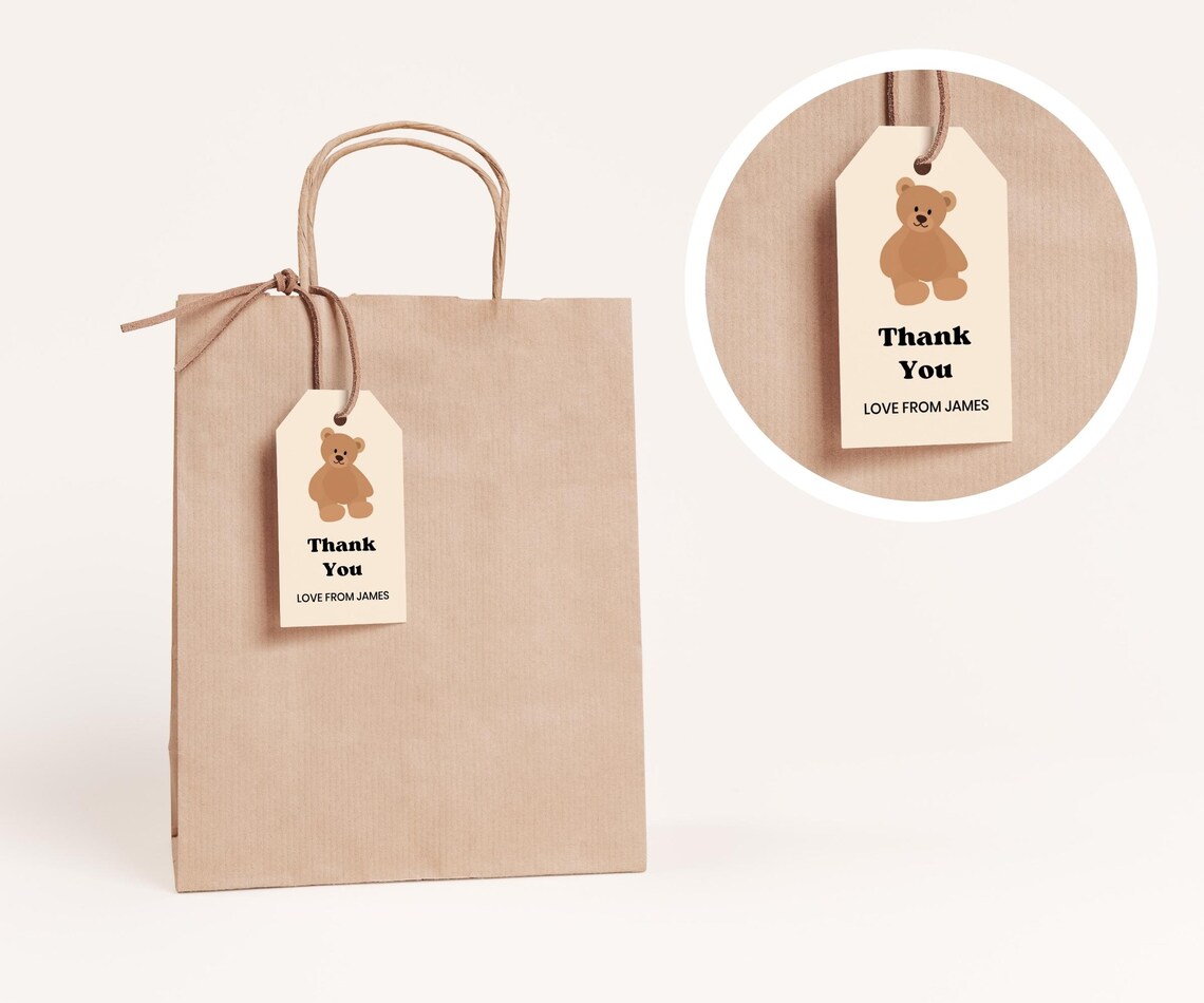Teddy Bear Thank You Tag Template, Printable Teddy Bear Picnic Thank ...