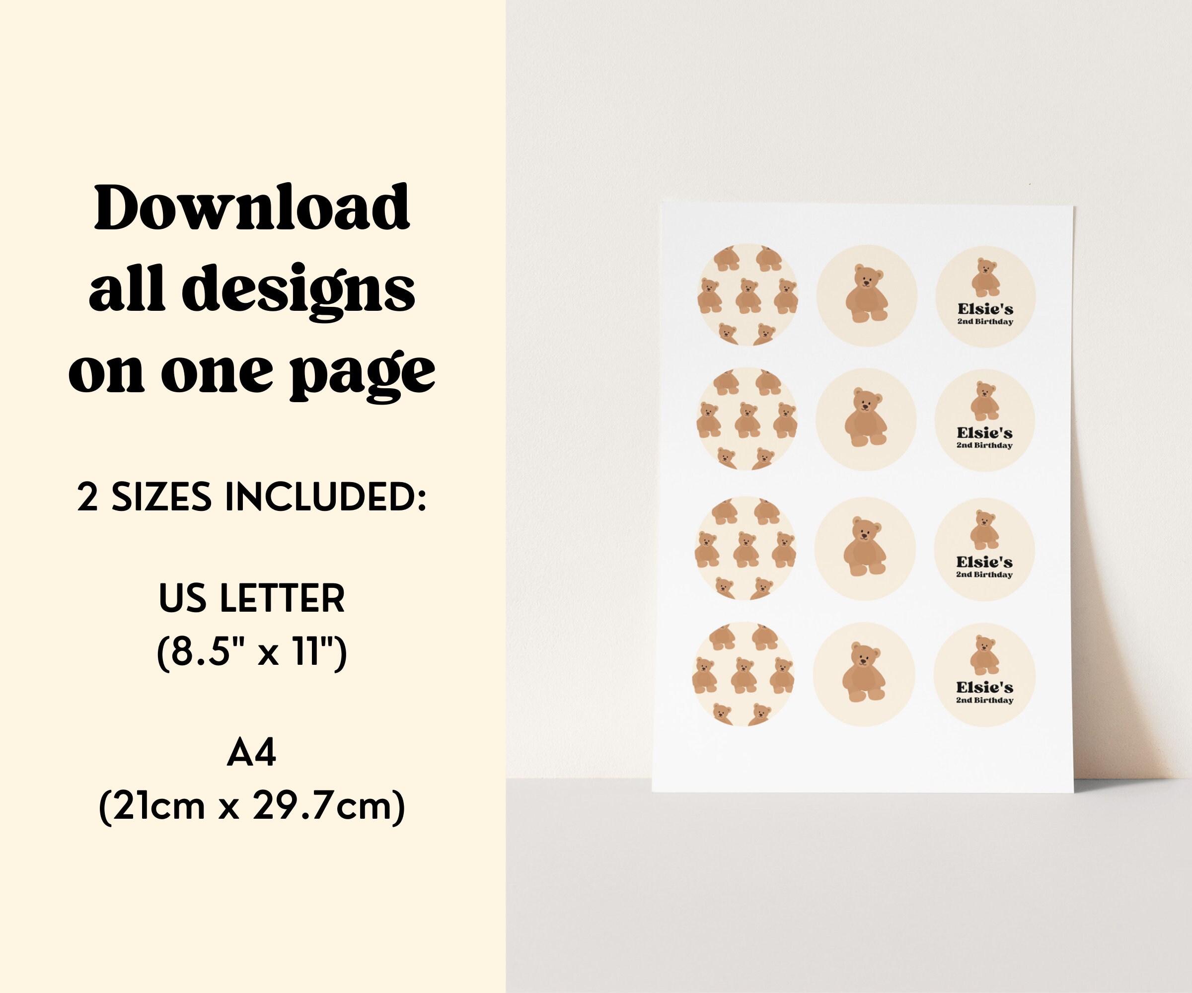 Teddy Bear Cupcake Topper, Printable Cupcake Toppers Baby Shower Cake ...