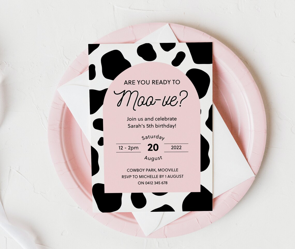 Cow Party Invitation, Editable Farm Birthday Invitation Template, Farm ...