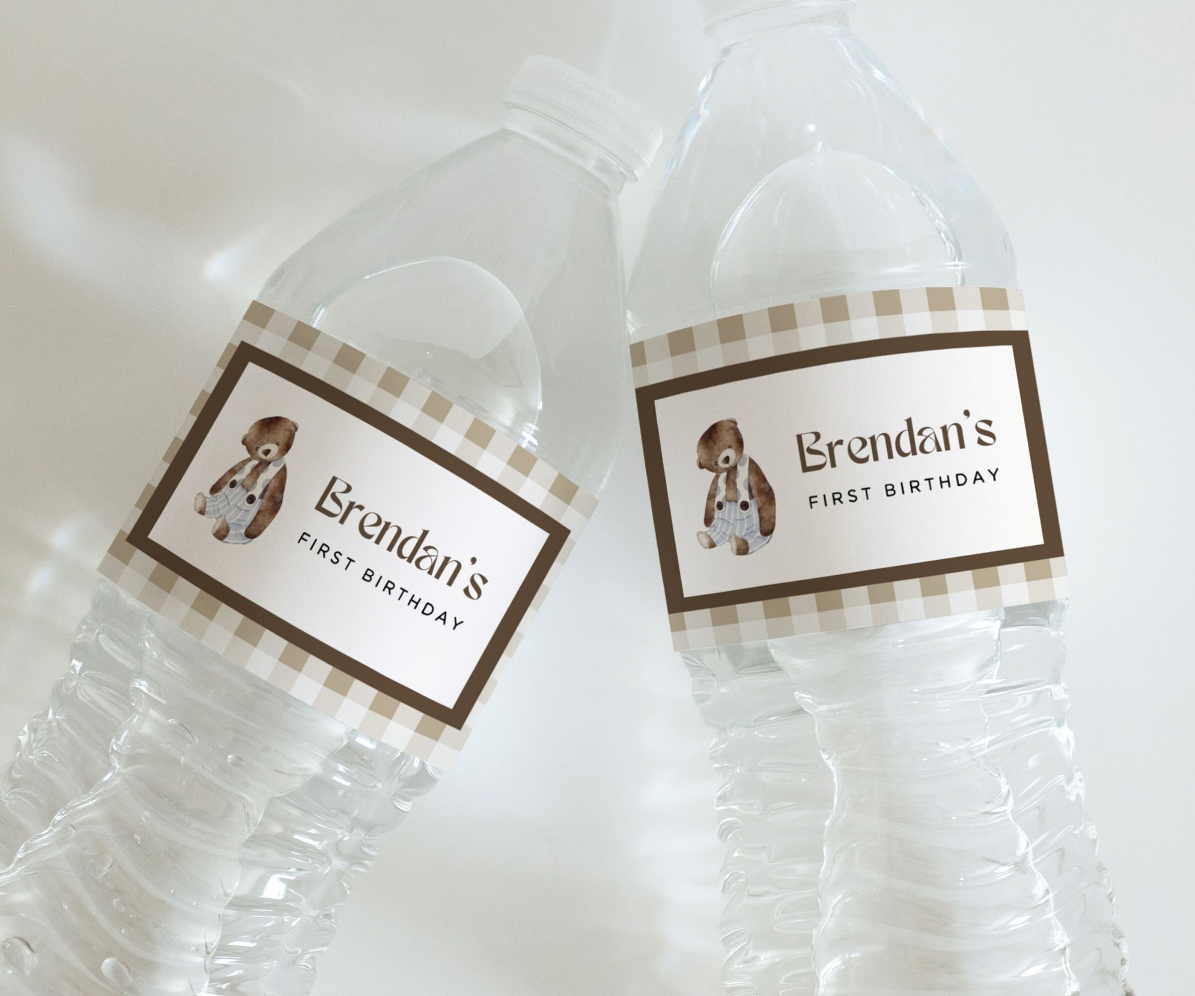 Teddy Bear Water Bottle Label, Printable Bear Baby Shower Wrappers ...