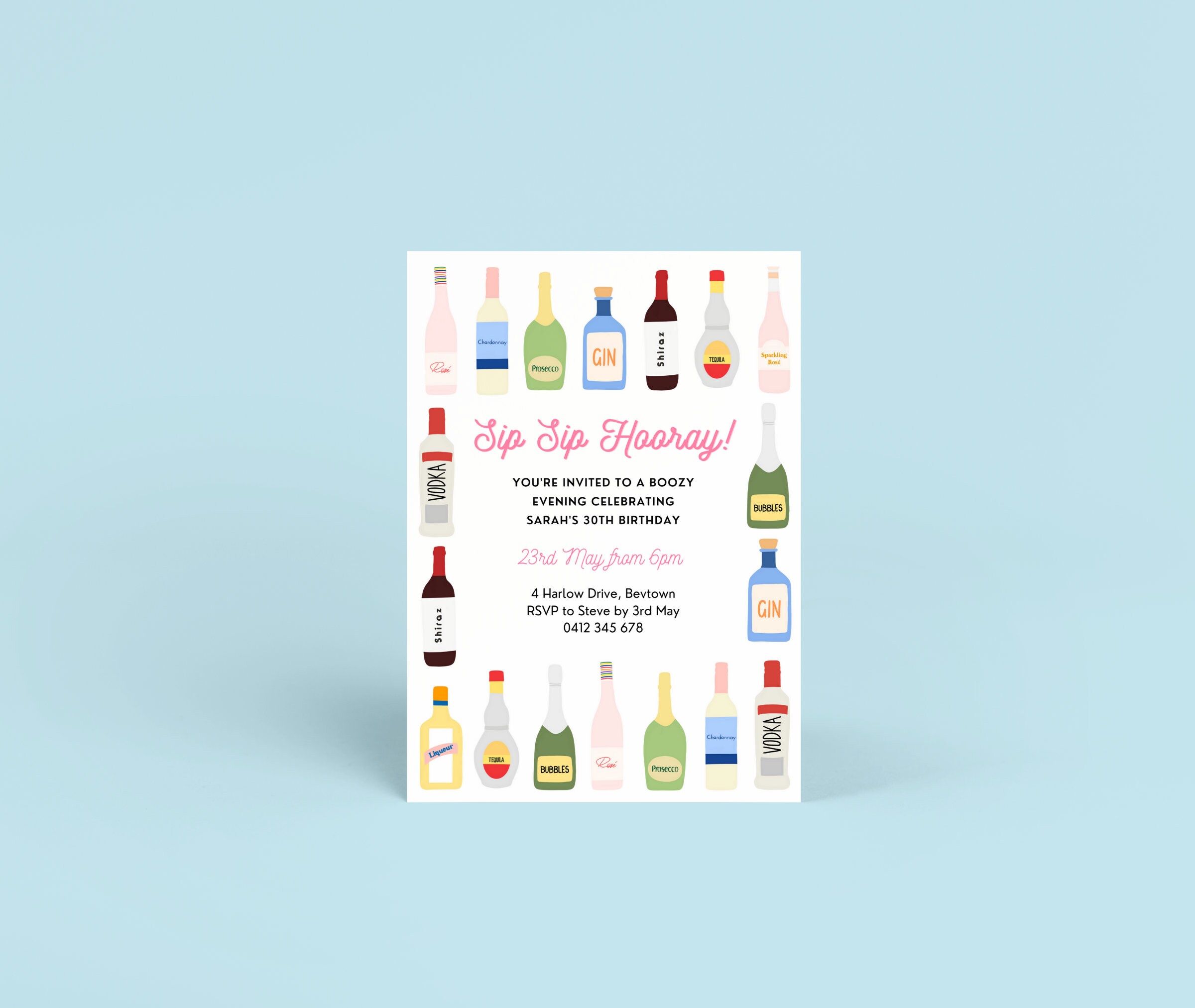 Sip Sip Hooray Invitation, Cocktail Party Invitation Template ...