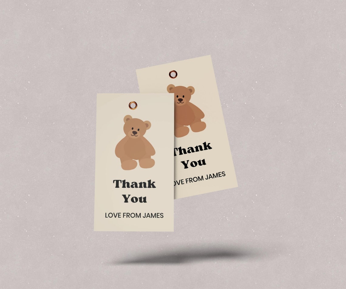 Teddy Bear Thank You Tag Template, Printable Teddy Bear Picnic Thank ...