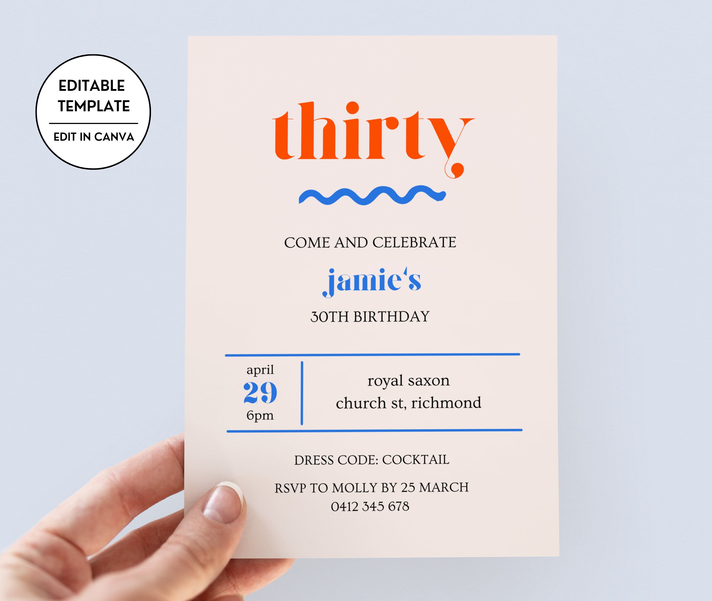 Thirty 30th Invitation Template Printable 30th Birthday - Etsy