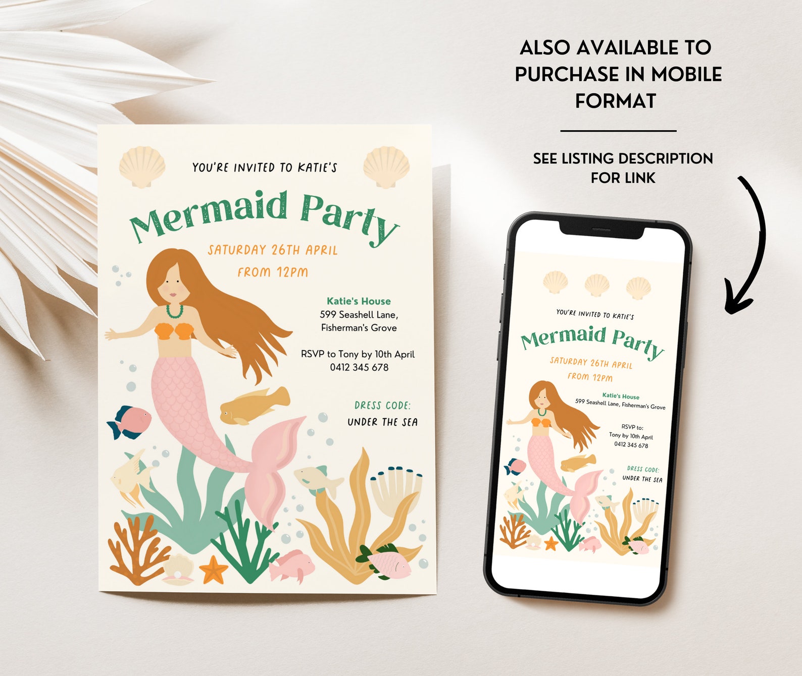 Mermaid Birthday Invitation, Printable Mermaid Invitation Template ...