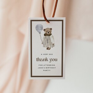 Boho Teddy Bear Thank You Tags, Printable Teddy Bear Picnic Favor Tags ...