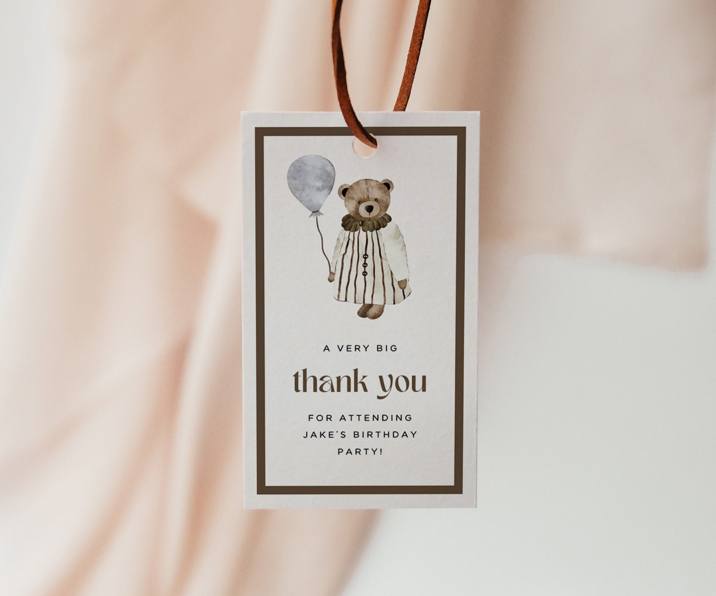 Boho Teddy Bear Thank You Tags, Printable Teddy Bear Picnic Favor Tags ...