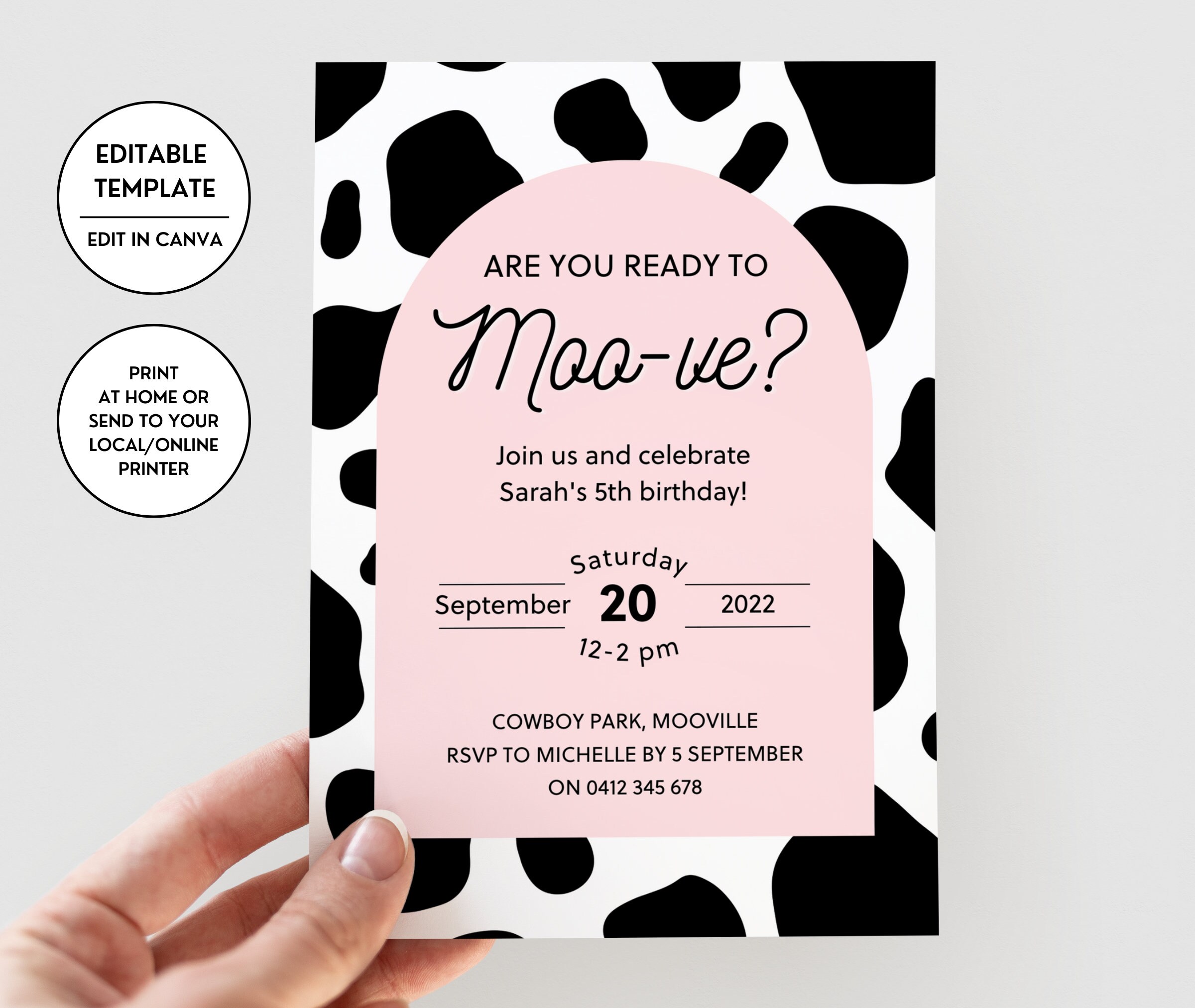 Cow Party Invitation, Editable Farm Birthday Invitation Template, Farm ...