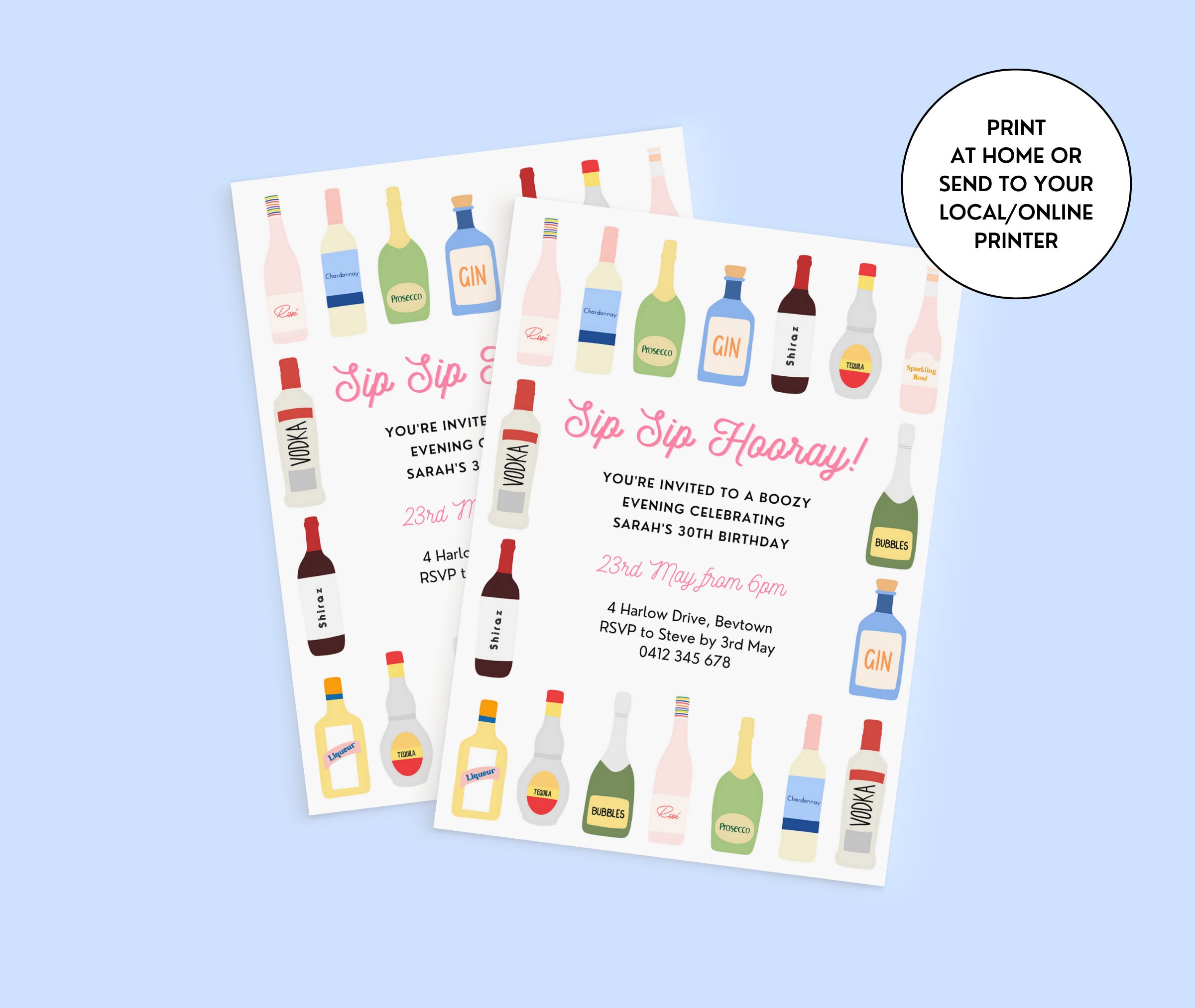 Sip Sip Hooray Invitation, Cocktail Party Invitation Template ...
