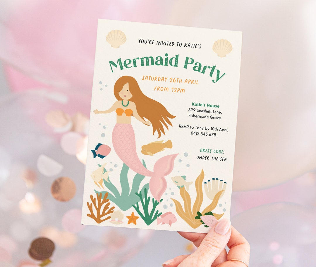 Mermaid Birthday Invitation Printable Mermaid Invitation - Etsy