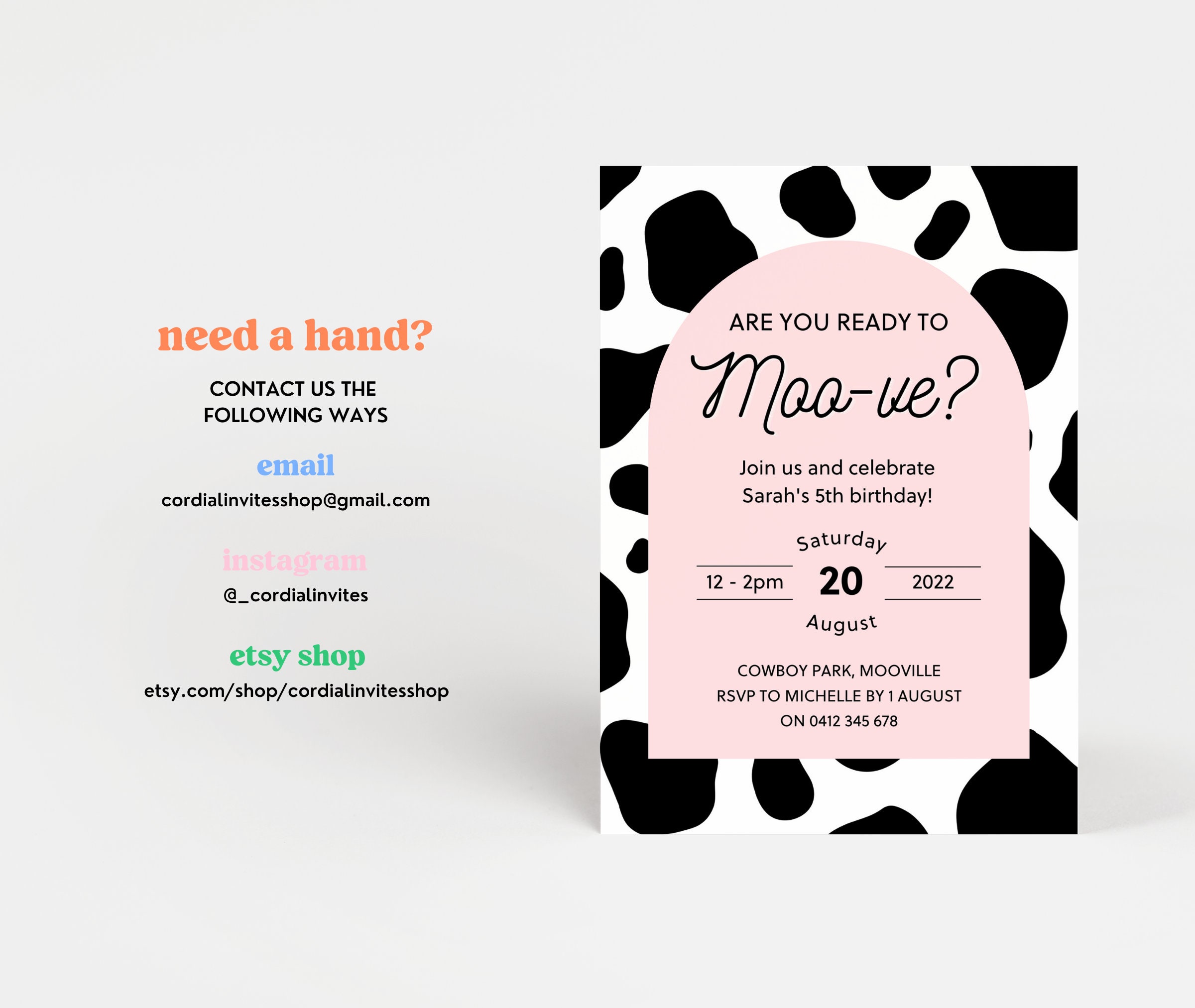 Cow Party Invitation, Editable Farm Birthday Invitation Template, Farm ...