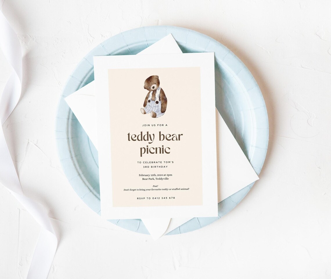 Teddy Bear Picnic Invitation Printable Teddy Bear Invitation - Etsy