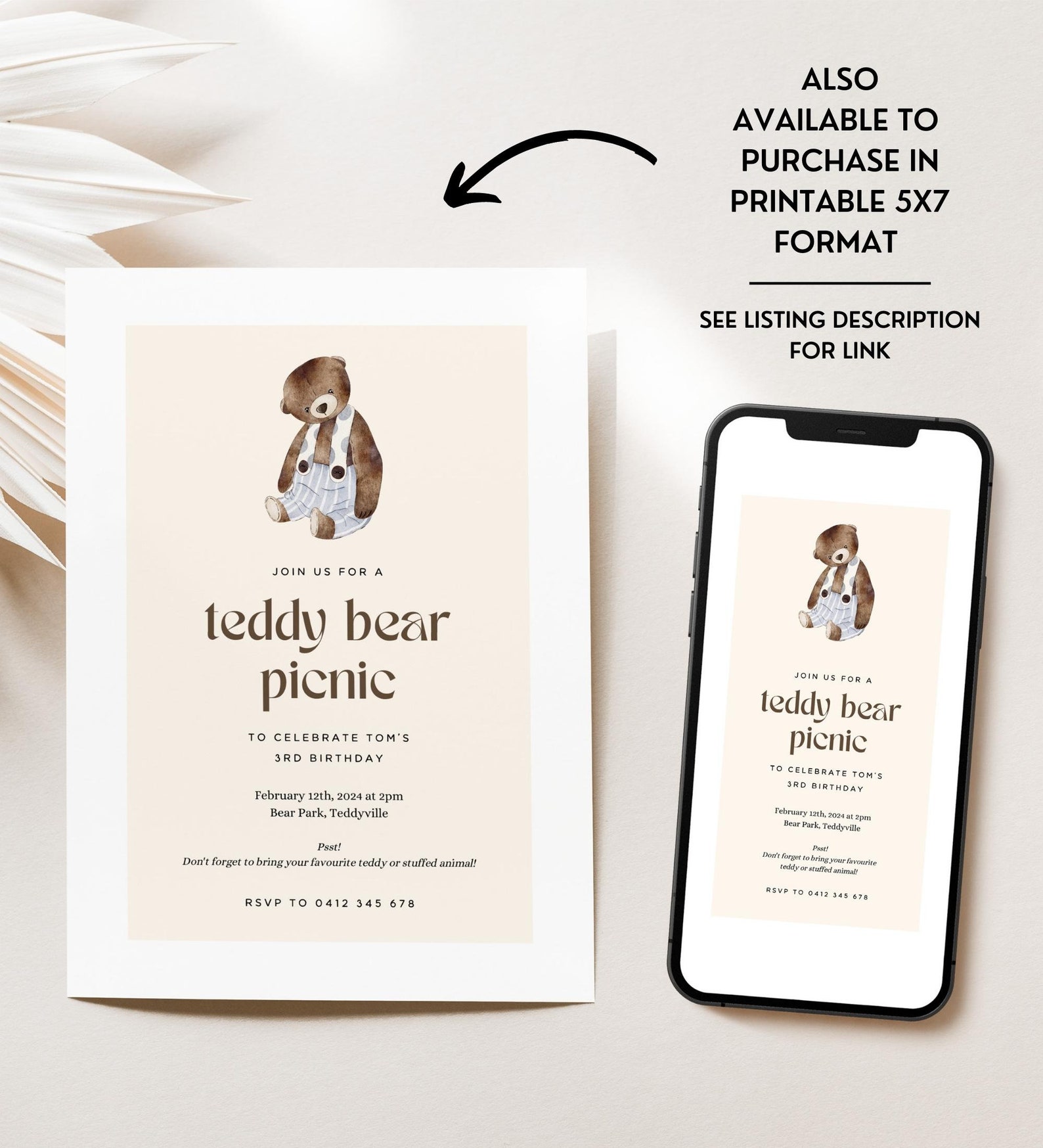 Teddy Bear Picnic Invitation, Editable Teddy Birthday Party Invite ...