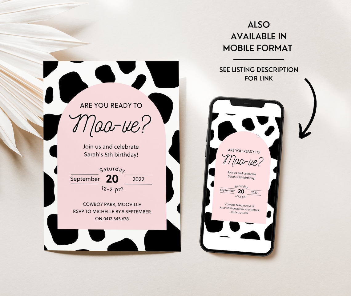 Cow Party Invitation, Editable Farm Birthday Invitation Template, Farm ...