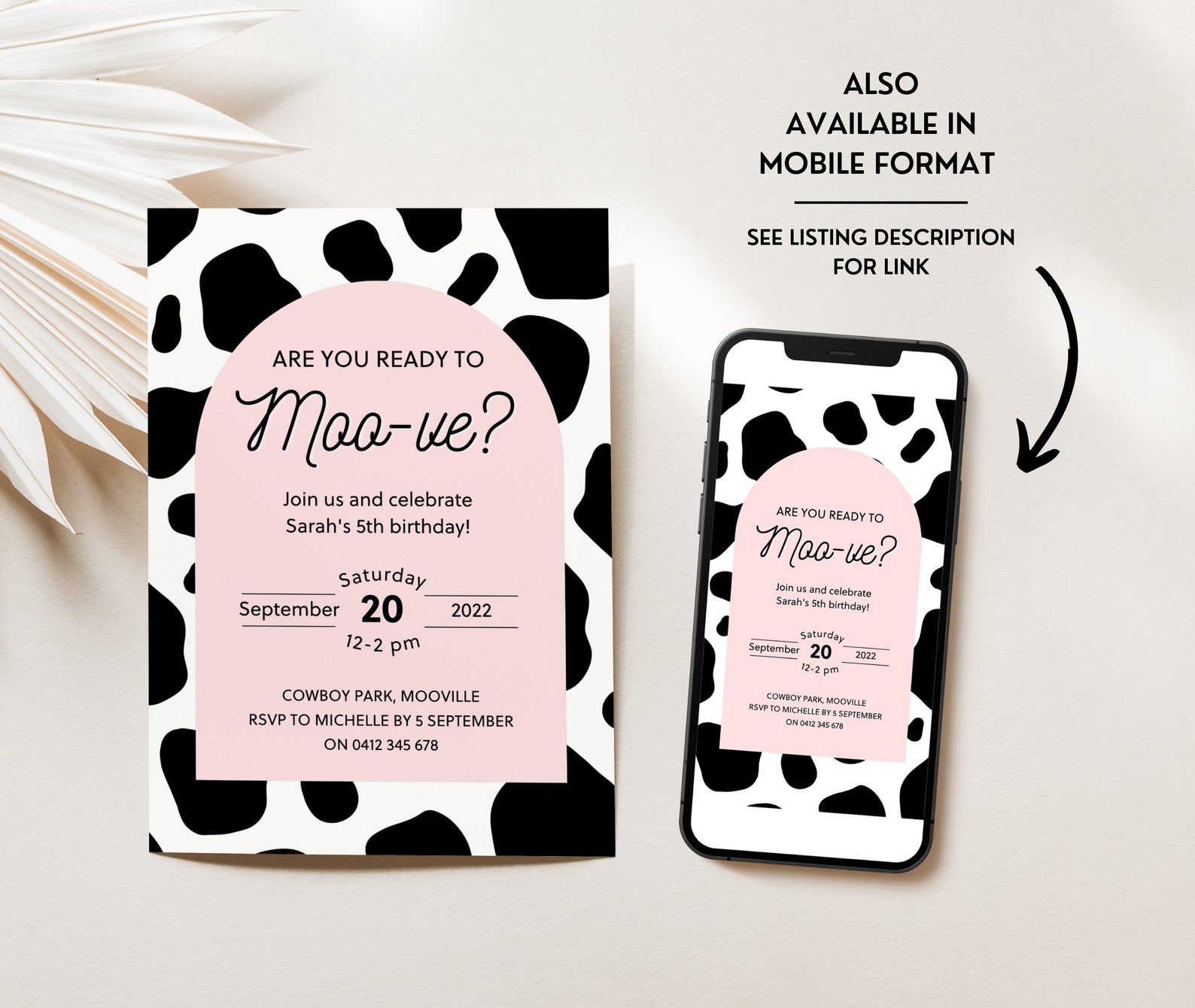 Cow Party Invitation, Editable Farm Birthday Invitation Template, Farm ...