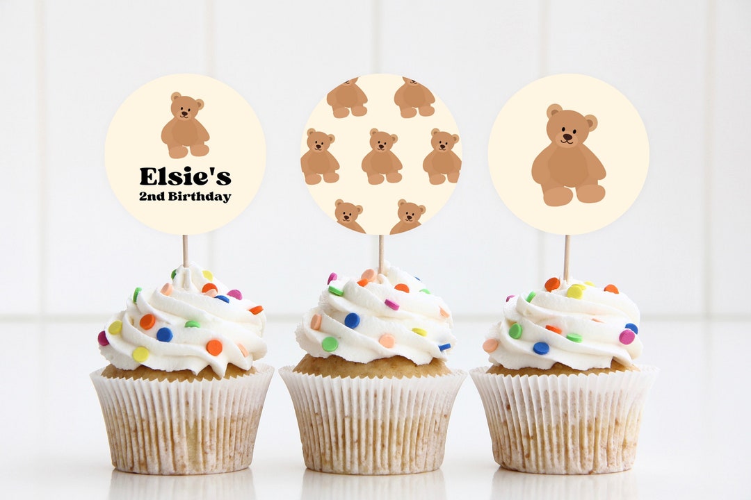 Teddy Bear Cupcake Topper, Printable Cupcake Toppers Baby Shower Cake ...