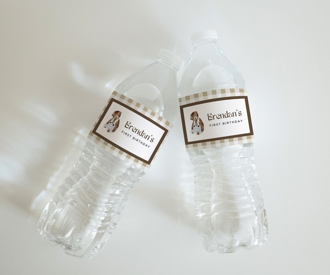 Teddy Bear Water Bottle Label, Printable Bear Baby Shower Wrappers ...