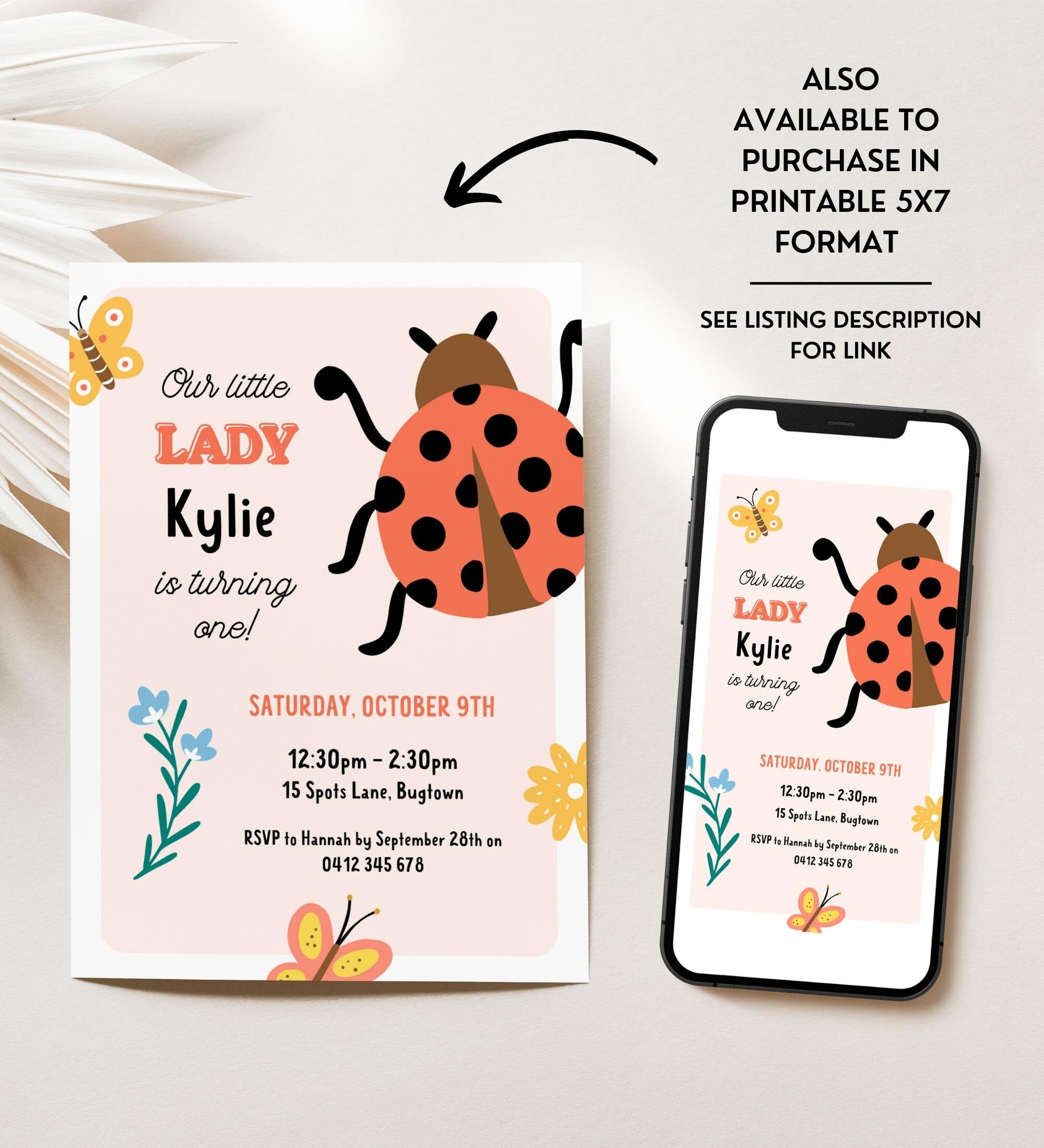 Mobile Ladybug Invitation Template, Ladybug Invite, Editable Lady Bug ...