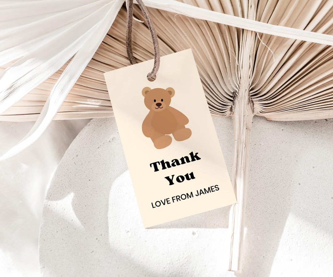 Teddy Bear Thank You Tag Template, Printable Teddy Bear Picnic Thank ...