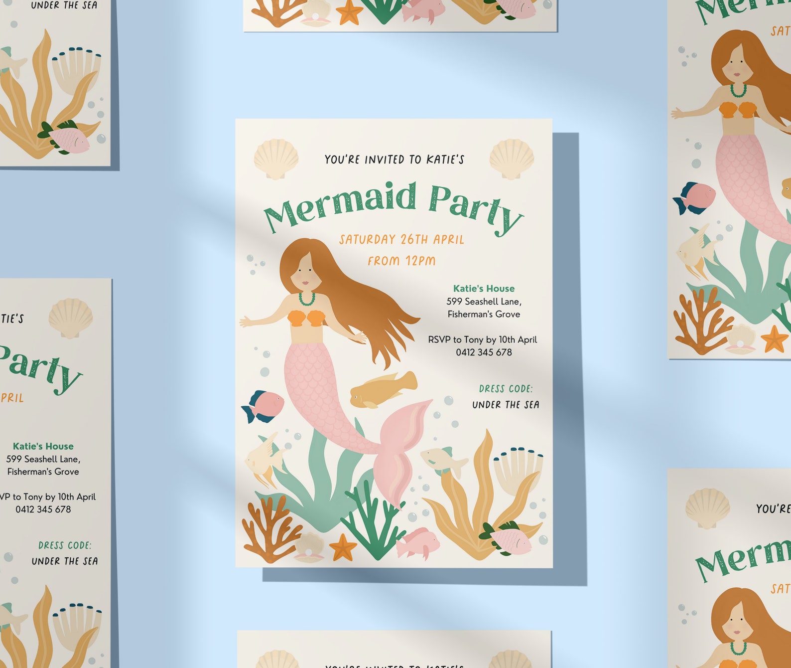 Mermaid Birthday Invitation, Printable Mermaid Invitation Template ...