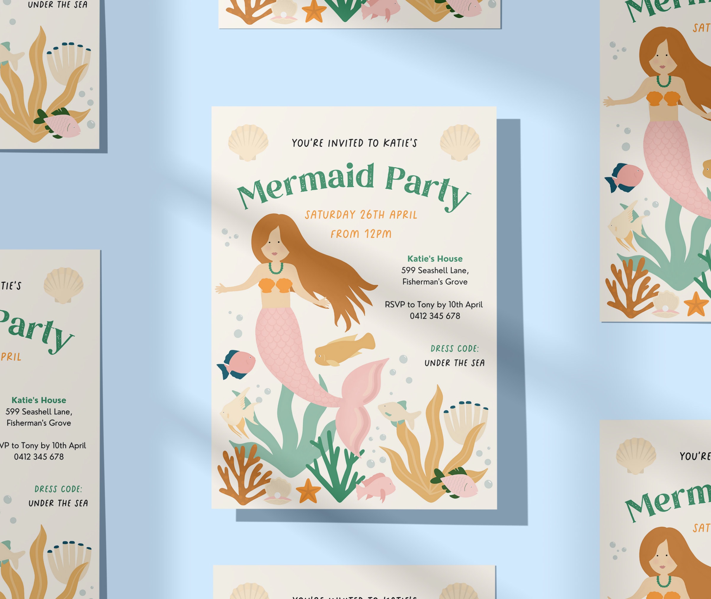 Mermaid Birthday Invitation, Printable Mermaid Invitation Template ...