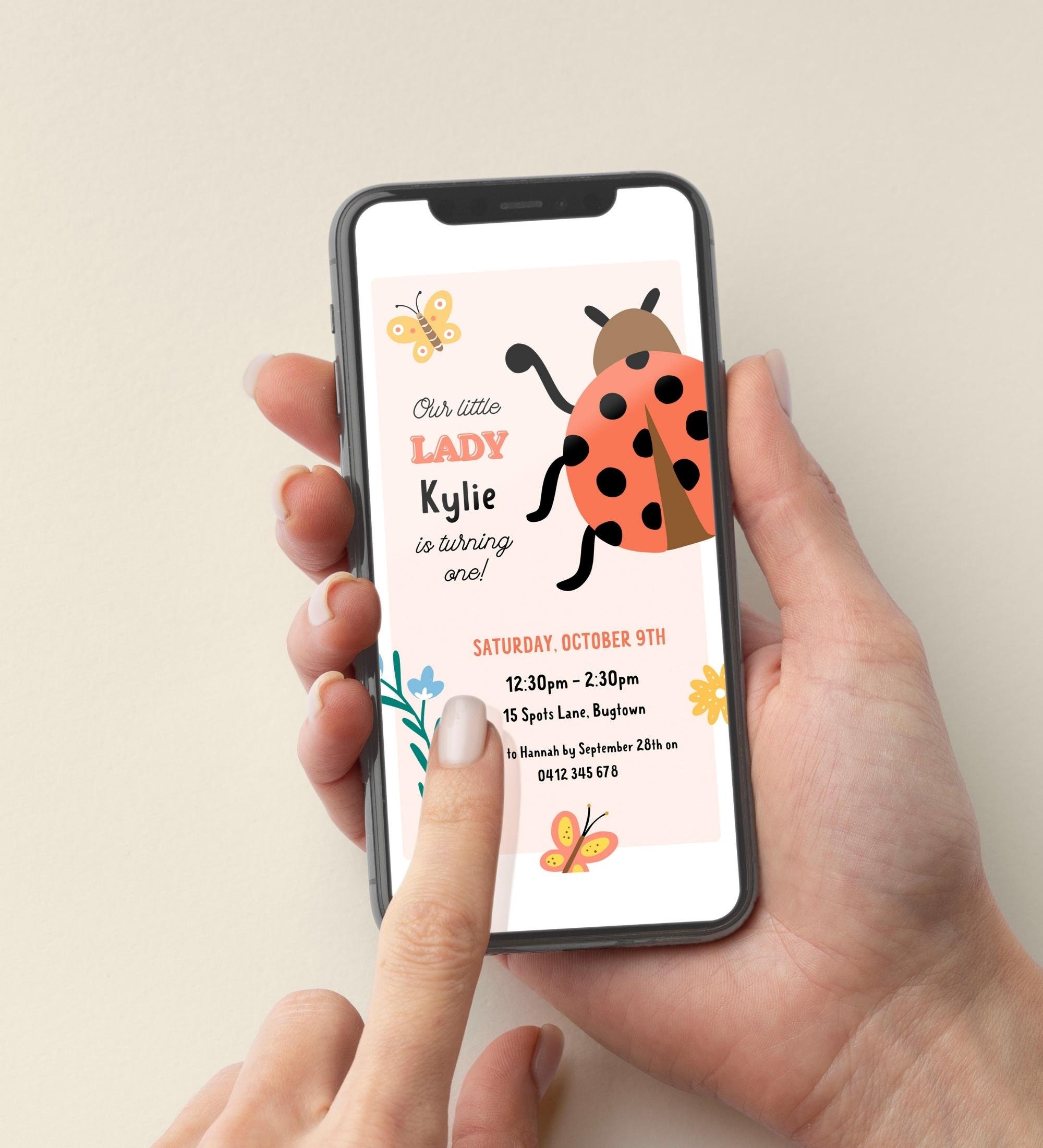 Mobile Ladybug Invitation Template, Ladybug Invite, Editable Lady Bug ...
