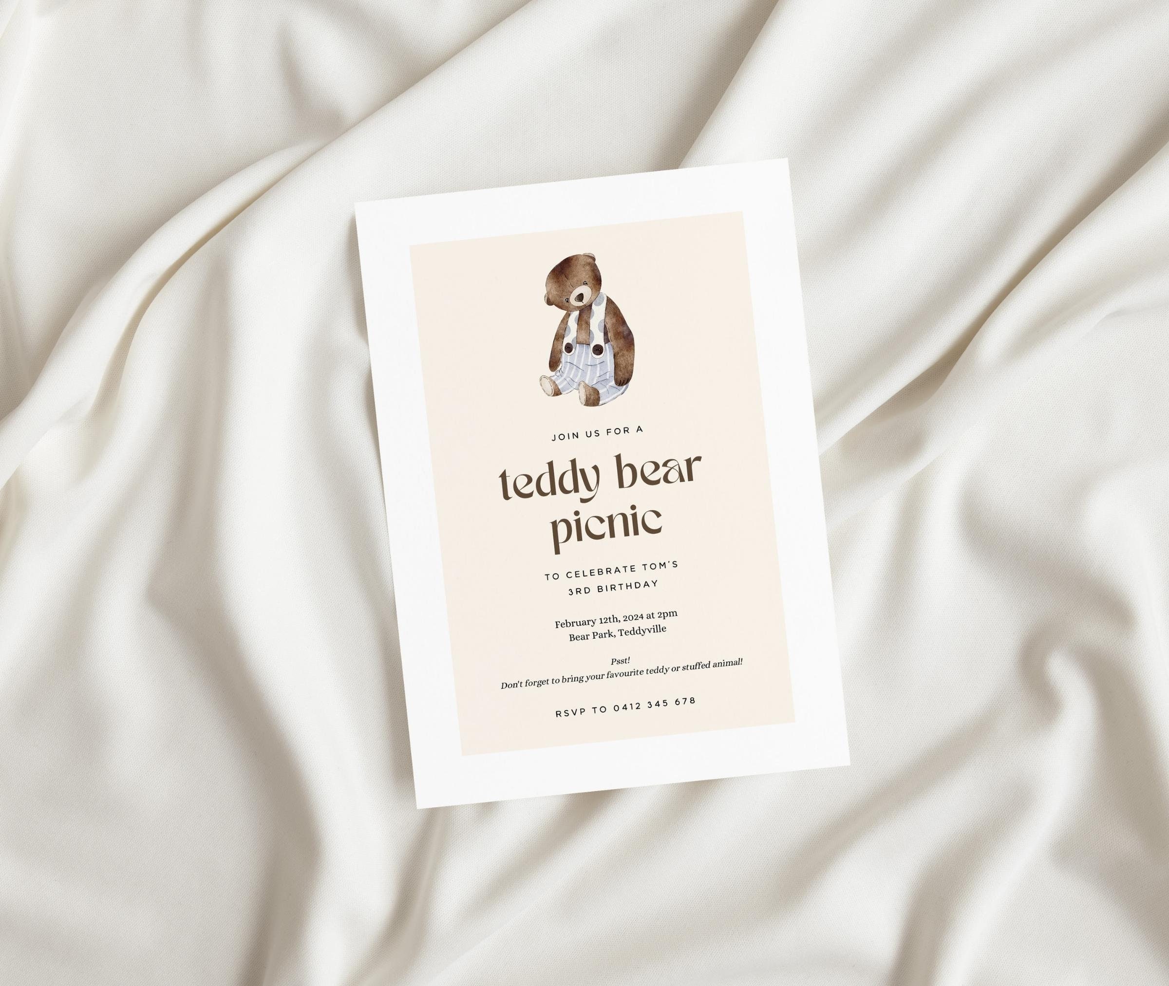 Teddy Bear Picnic Invitation - Printable Teddy Bear Invitation Template ...