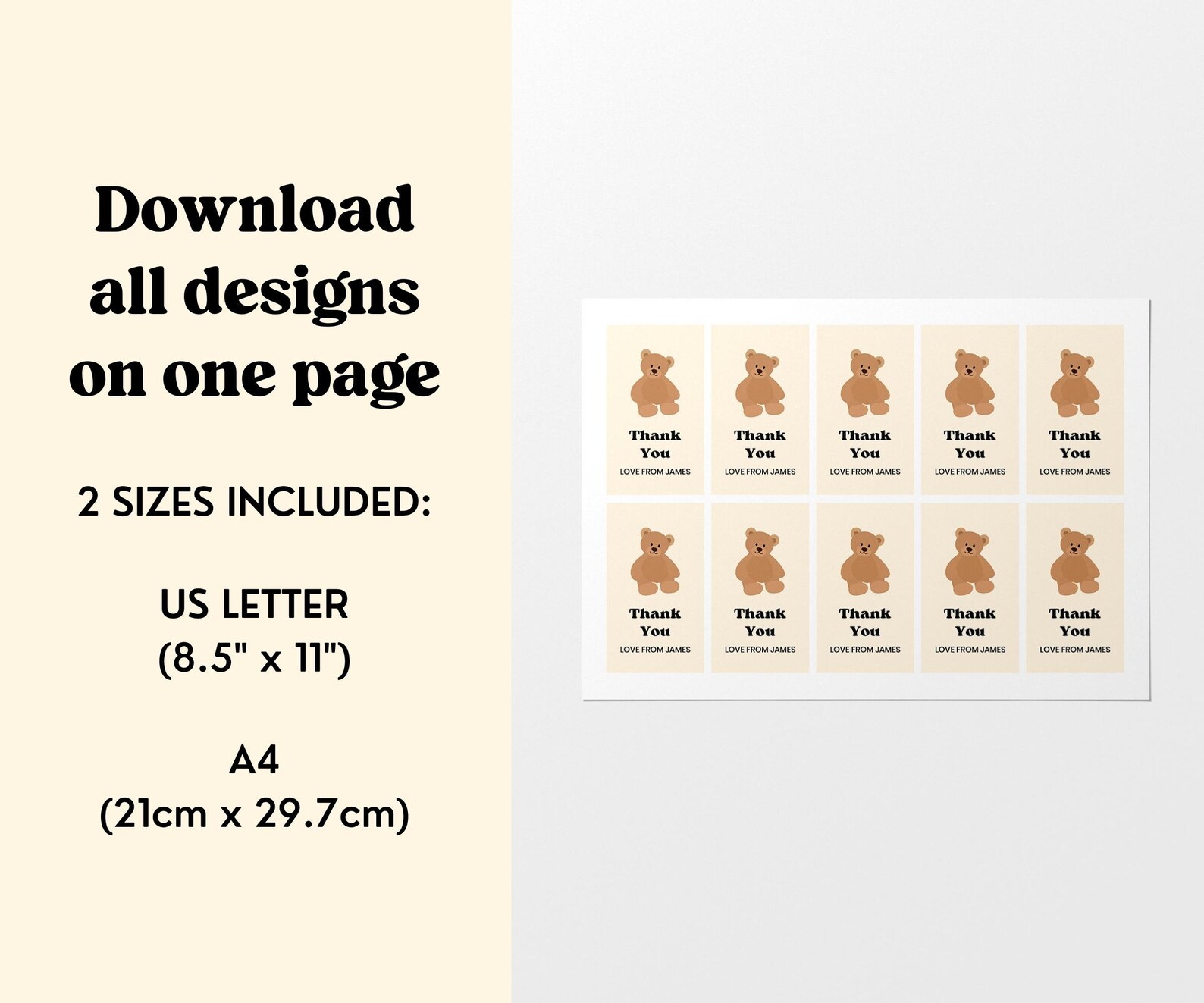 Teddy Bear Thank You Tag Template, Printable Teddy Bear Picnic Thank ...