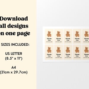 Teddy Bear Thank You Tag Template, Printable Teddy Bear Picnic Thank ...