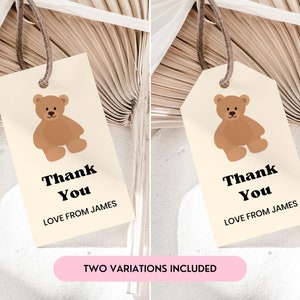 Teddy Bear Thank You Tag Template, Printable Teddy Bear Picnic Thank ...