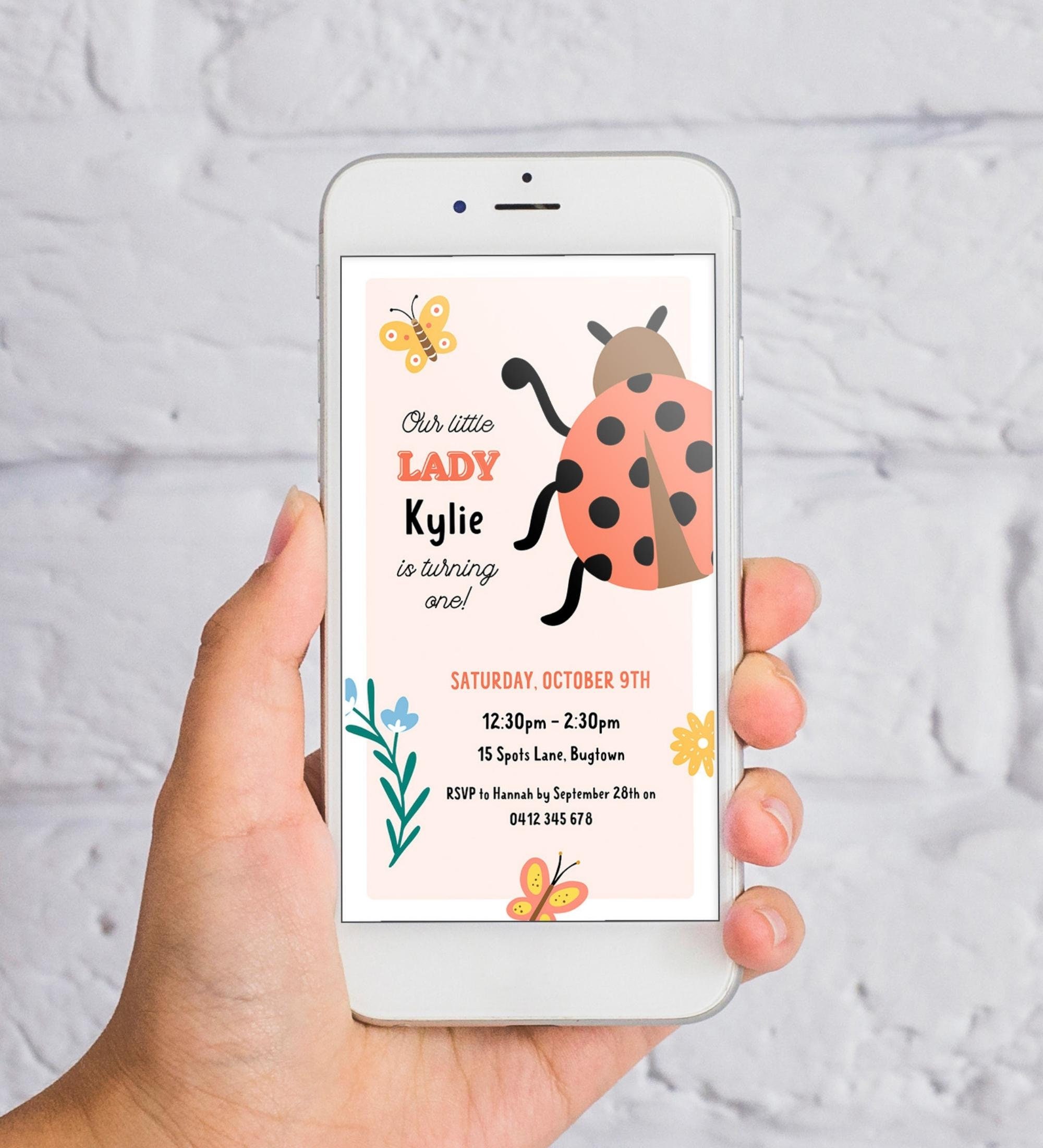Mobile Ladybug Invitation Template, Ladybug Invite, Editable Lady Bug ...