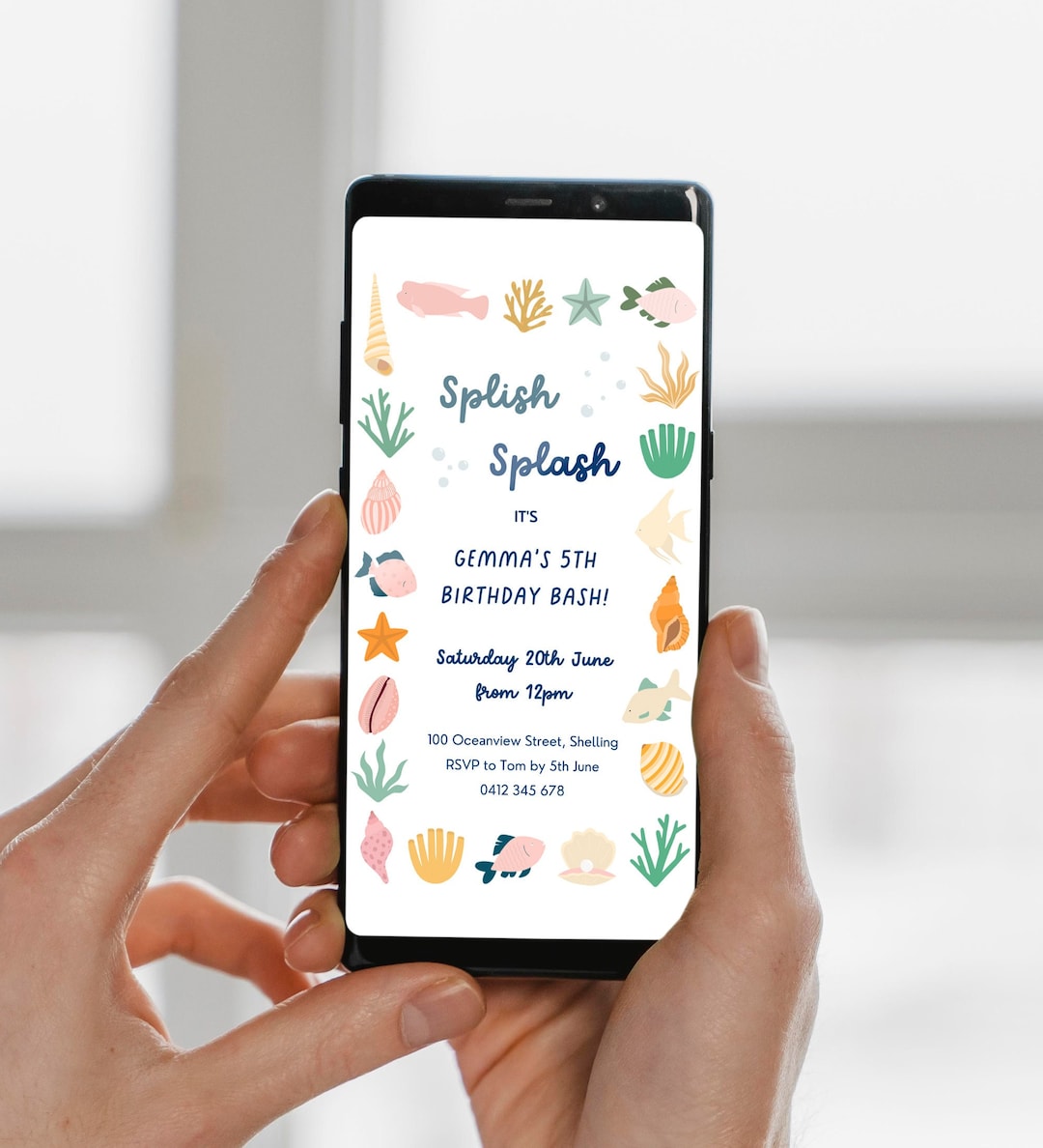 Splish Splash Under the Sea Party Invitation Template Phone - Etsy