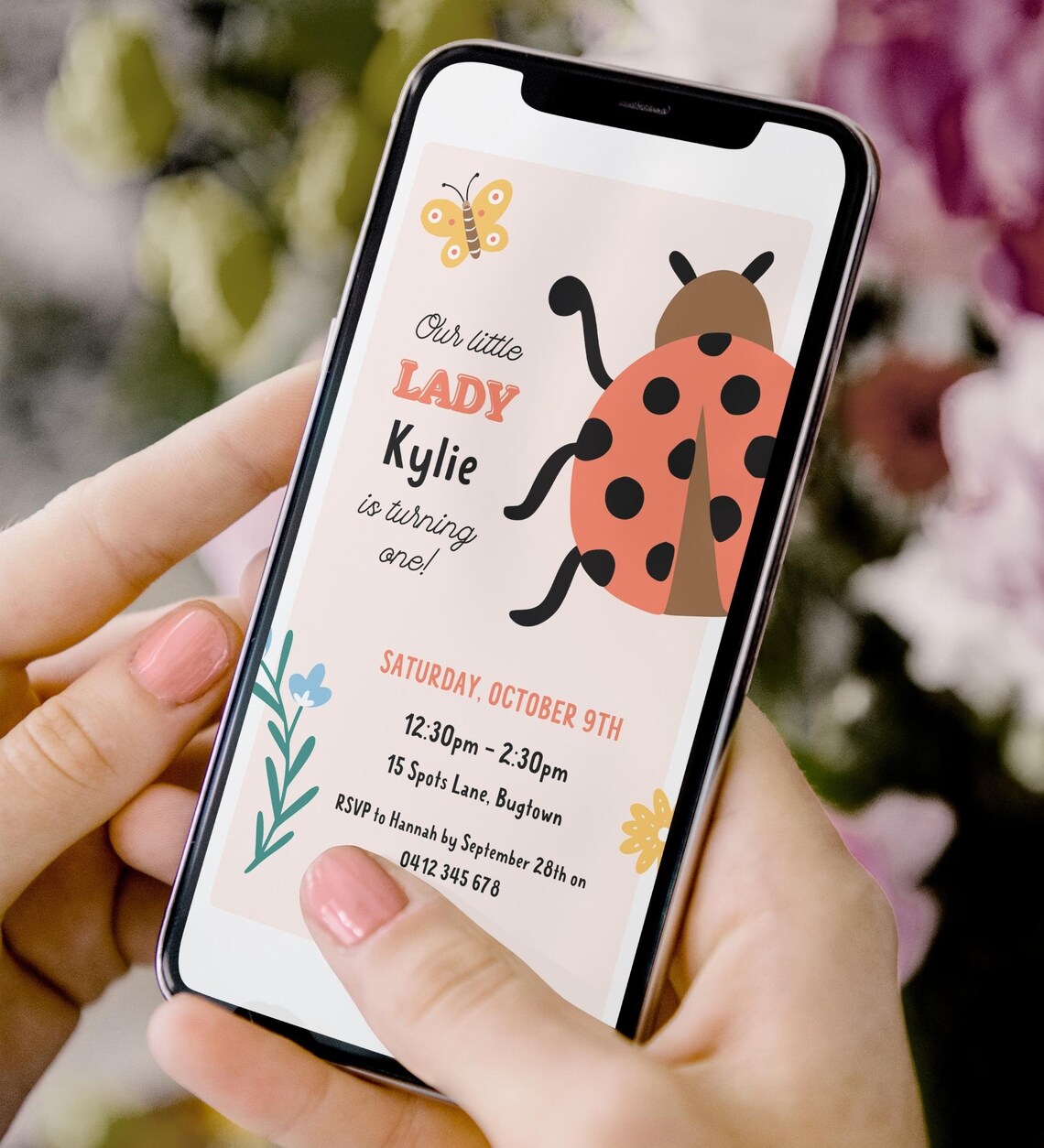 Mobile Ladybug Invitation Template, Ladybug Invite, Editable Lady Bug ...