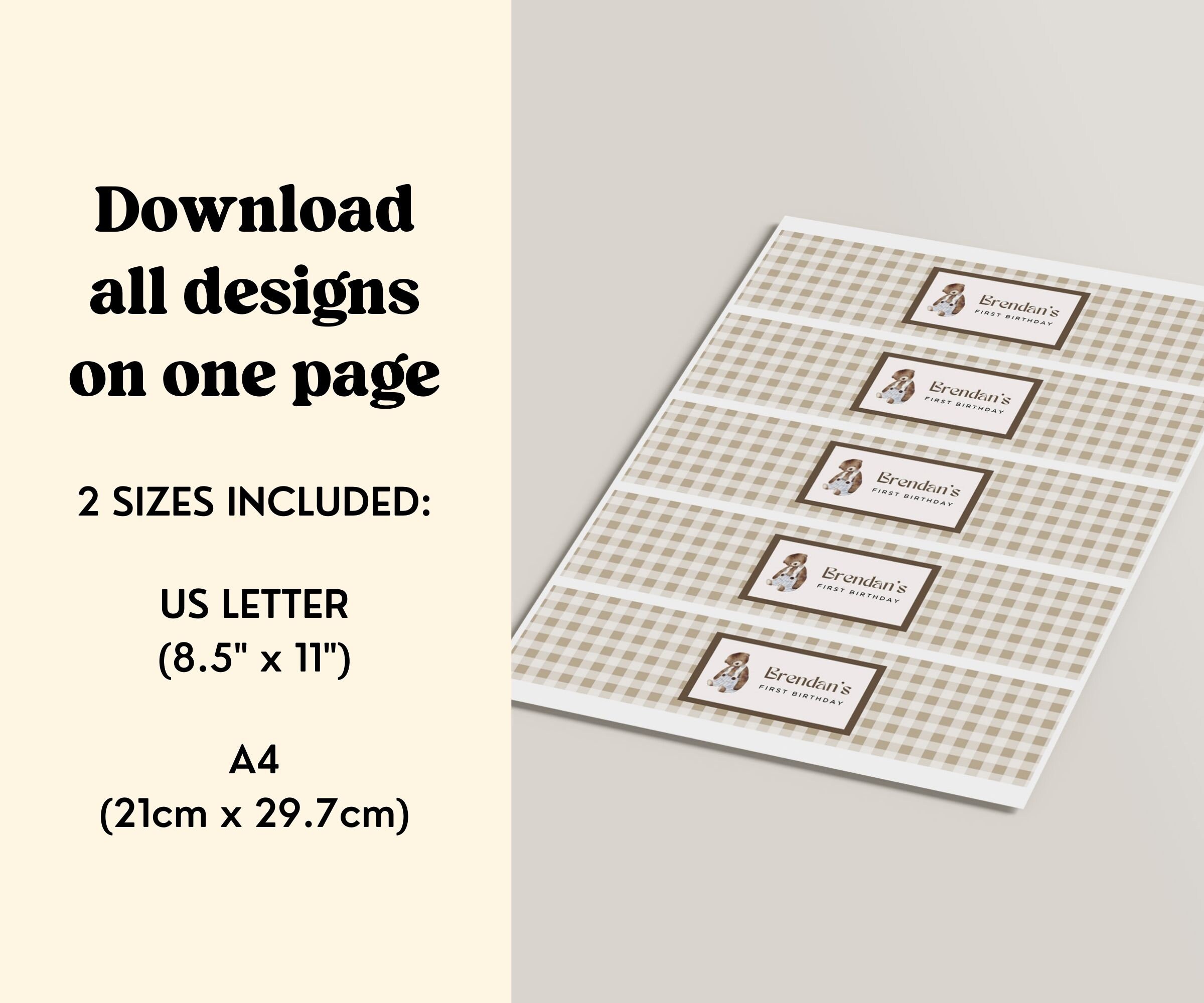 Teddy Bear Water Bottle Label, Printable Bear Baby Shower Wrappers ...