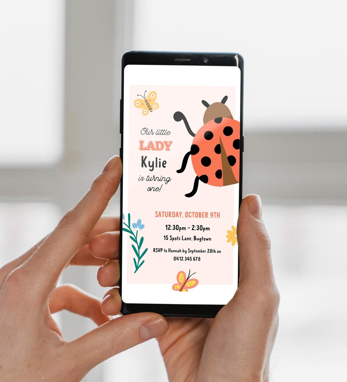Mobile Ladybug Invitation Template, Ladybug Invite, Editable Lady Bug ...