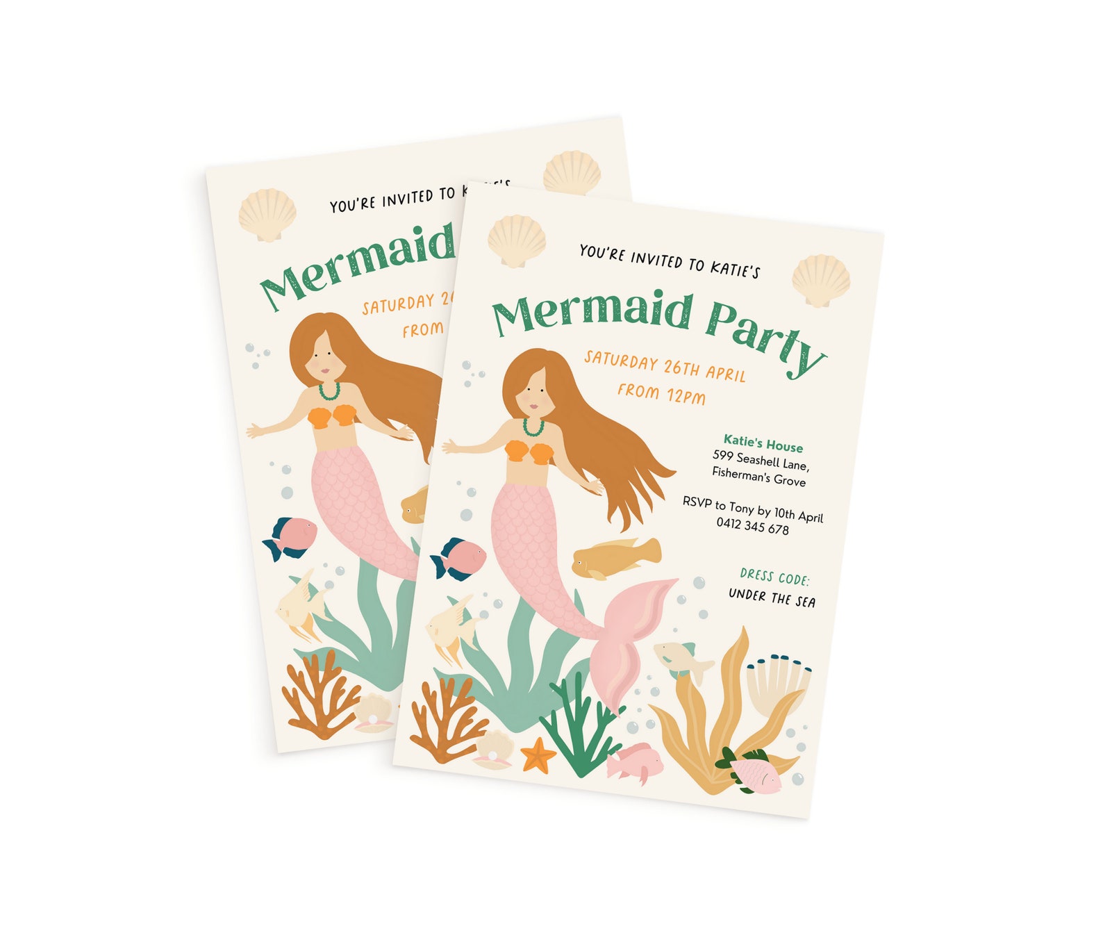 Mermaid Birthday Invitation, Printable Mermaid Invitation Template ...