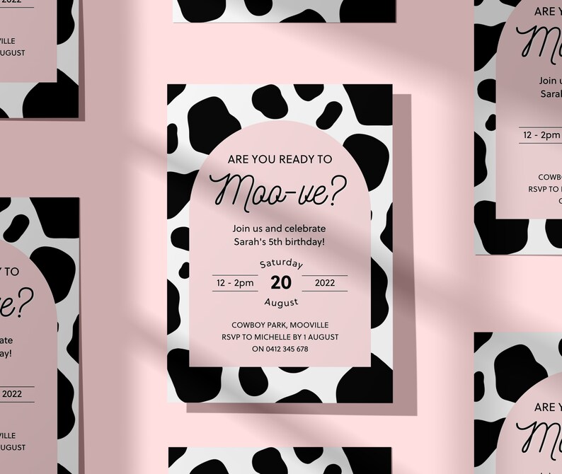 Cow Party Invitation, Editable Farm Birthday Invitation Template, Farm ...