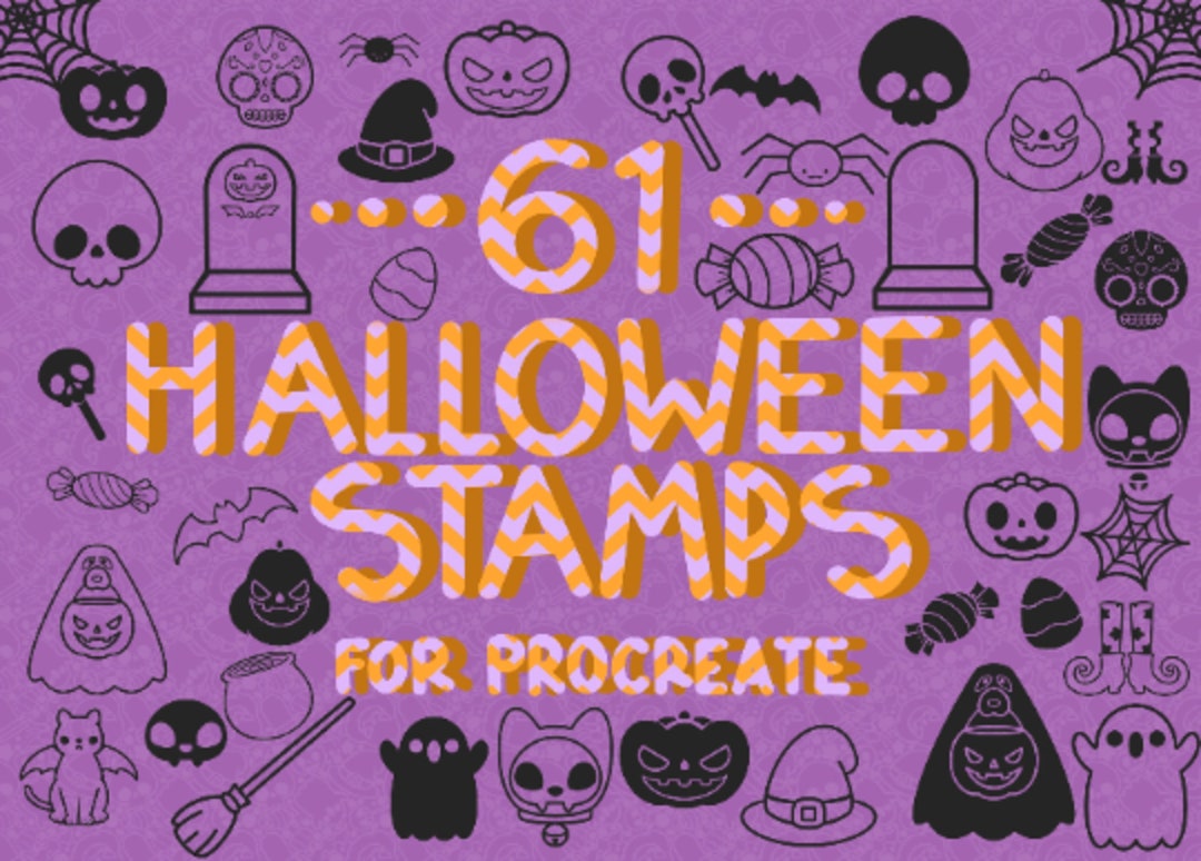 60 Procreate Brushes | Procreate Stamps,halloween Brushset, Cute ...