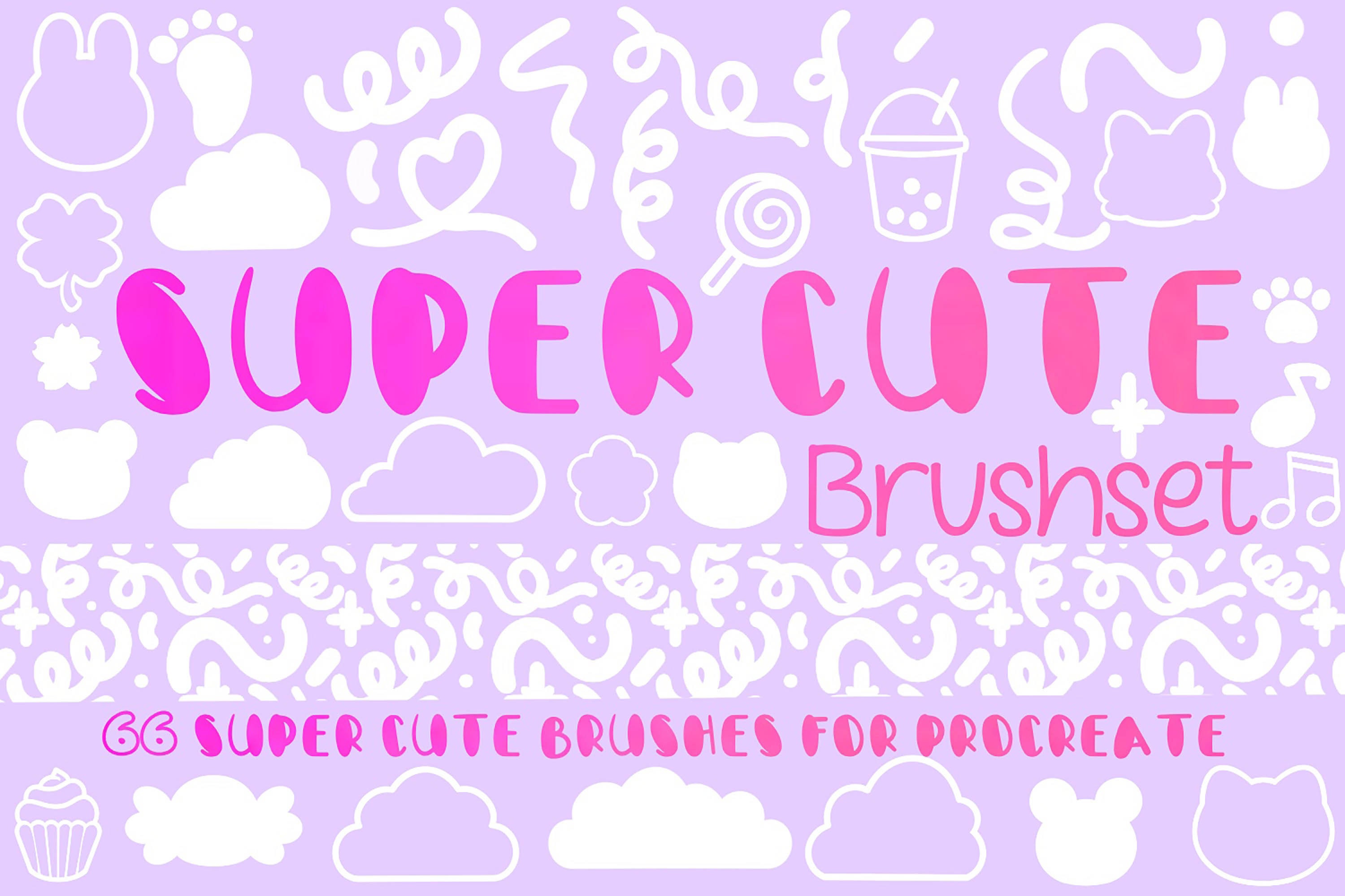 66 Procreate Brushes | Procreate Stamps, Kawaii Brushset, Cute ...