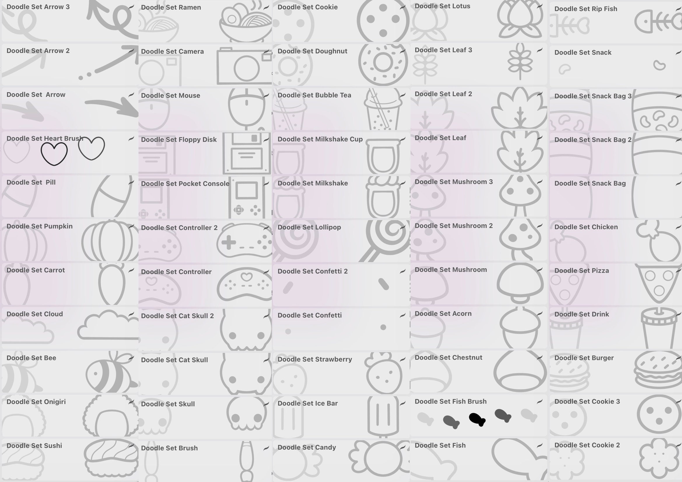 100 Procreate Brushes | Procreate Stamps, Doodle Brushset, Cute ...