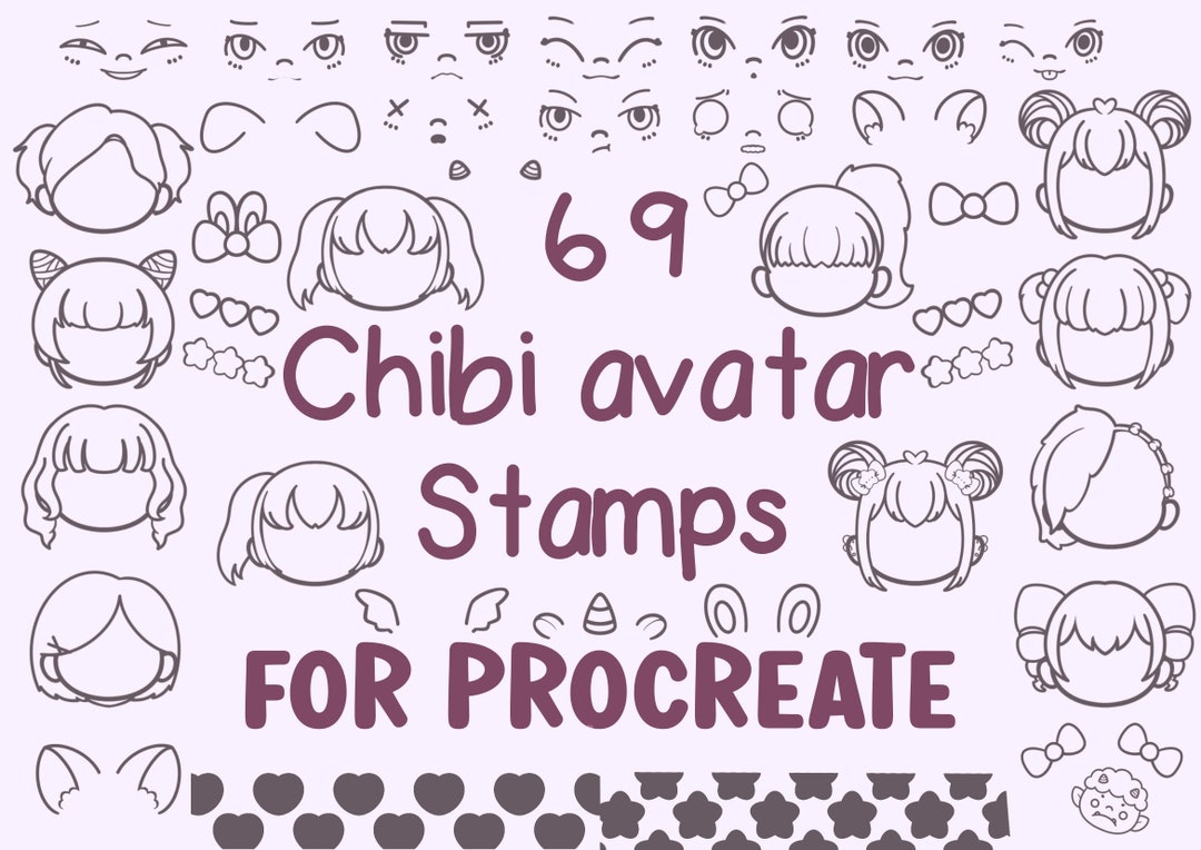 69 Procreate Brushes | Procreate Stamps,chibi Avatar Brushset,cute ...