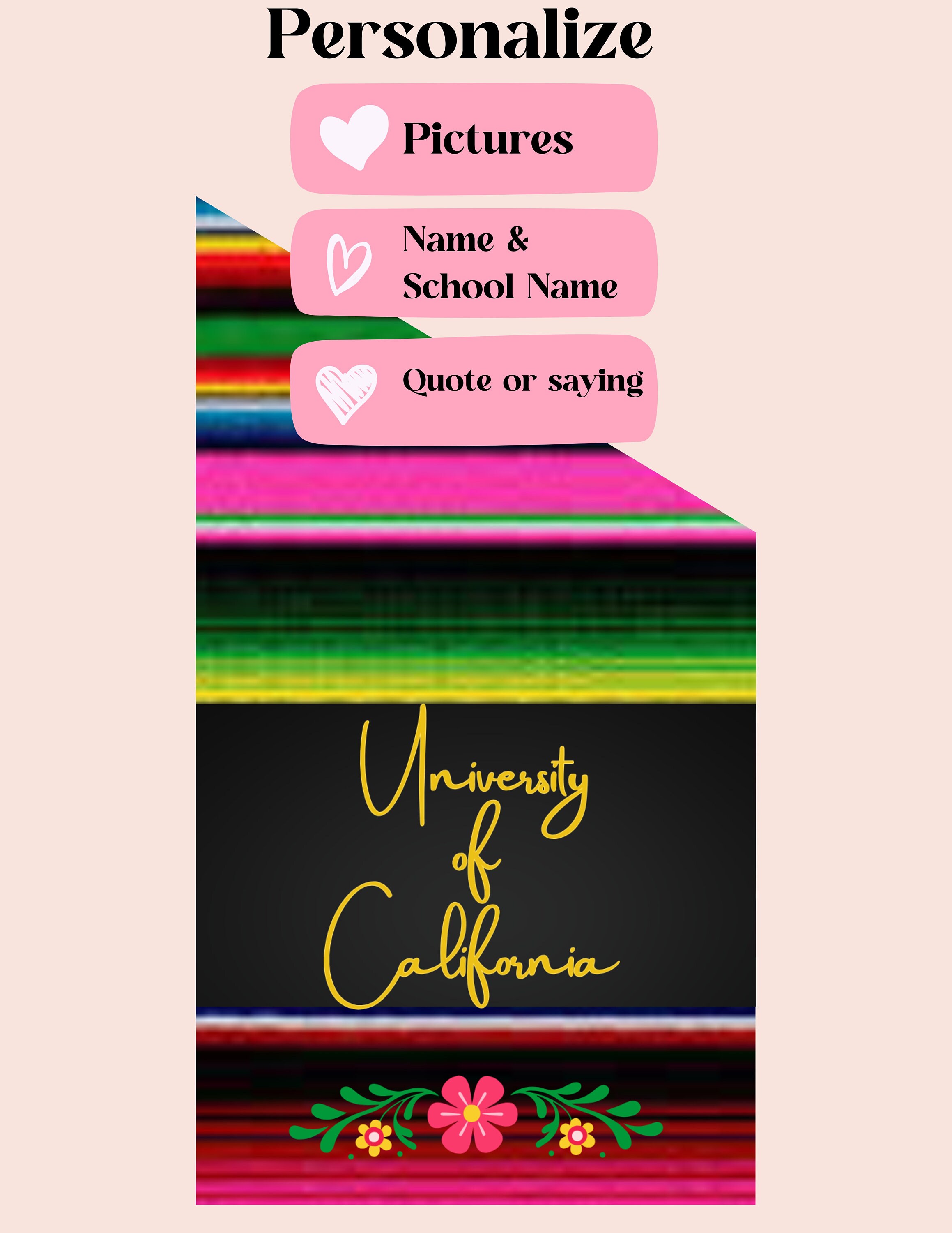 Mexican Serape Graduation Stole, Grad Gift, Gift for Graduate ...