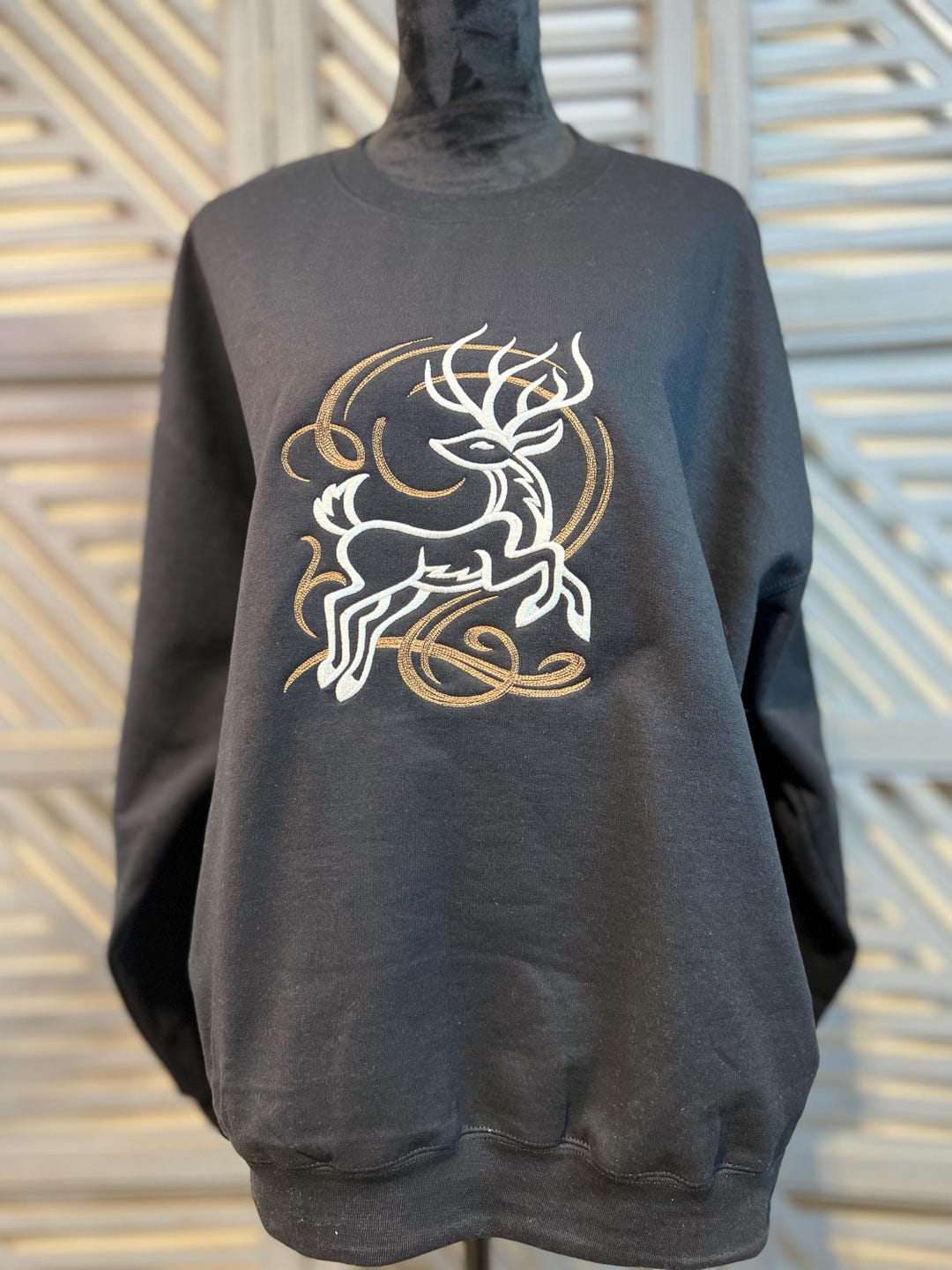 Embroidered Reindeer Christmas Sweatshirt or Hoodie: Festive Holiday ...
