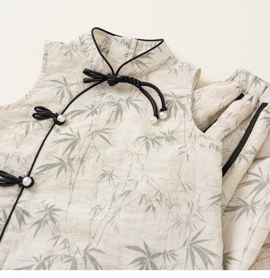 Girls Cheongsam Dress Two-piece Qipao Hanfu Summer Dress Bamboo ...